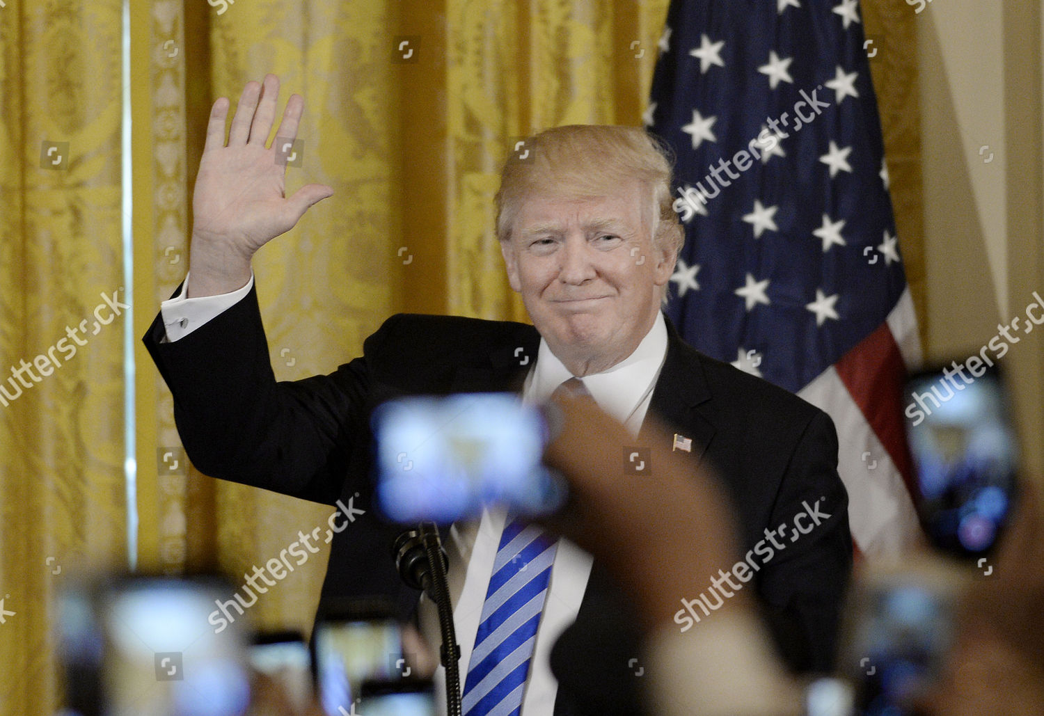 United States President Donald Trump Waves Editorial Stock Photo ...