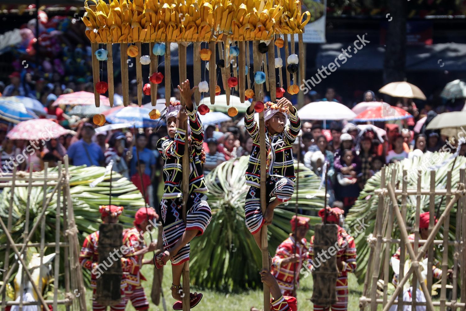 Indigenous Filipino Boys Climb Wooden Pole Editorial Stock Photo ...