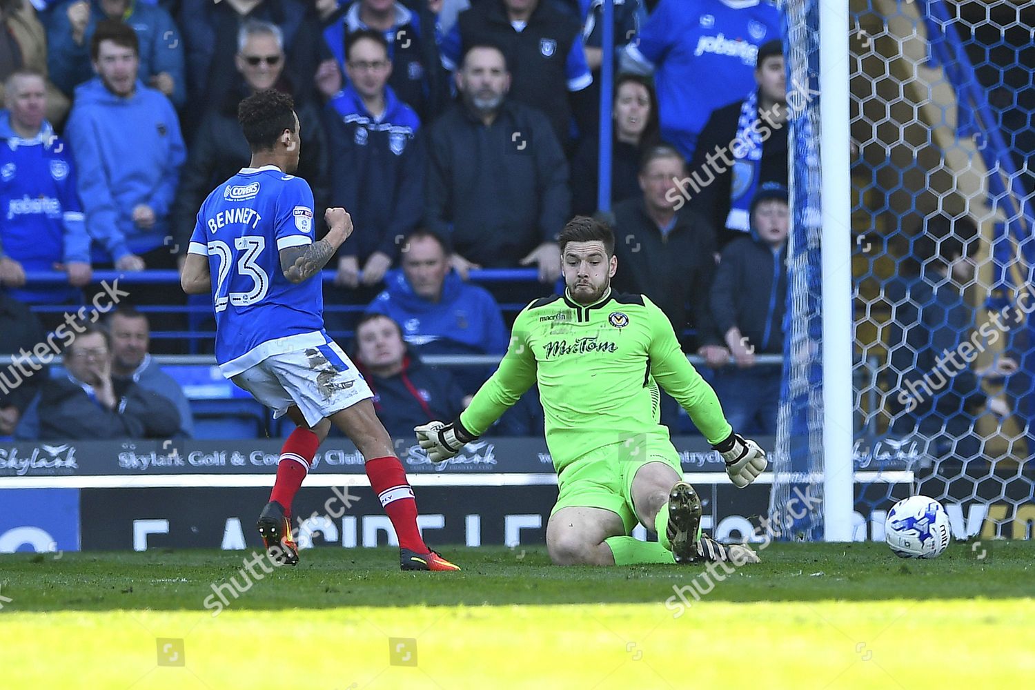 Kyle Bennett Portsmouth Slips Ball Past Editorial Stock Photo - Stock ...