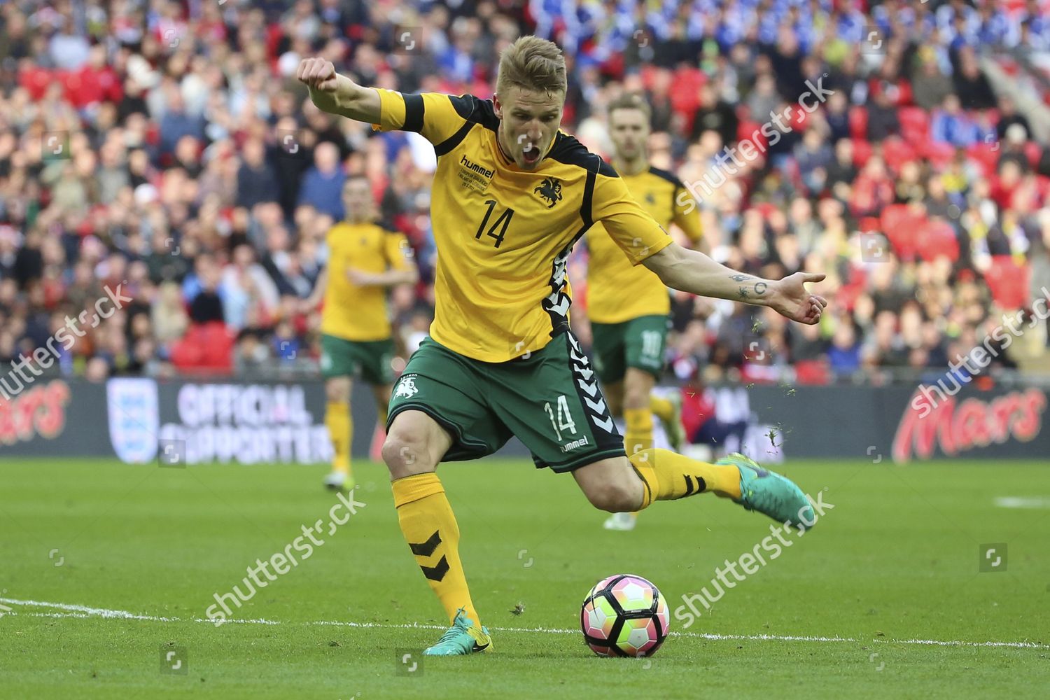 Vykintas Slivka Lithuania Shoots Goal During Editorial Stock Photo ...