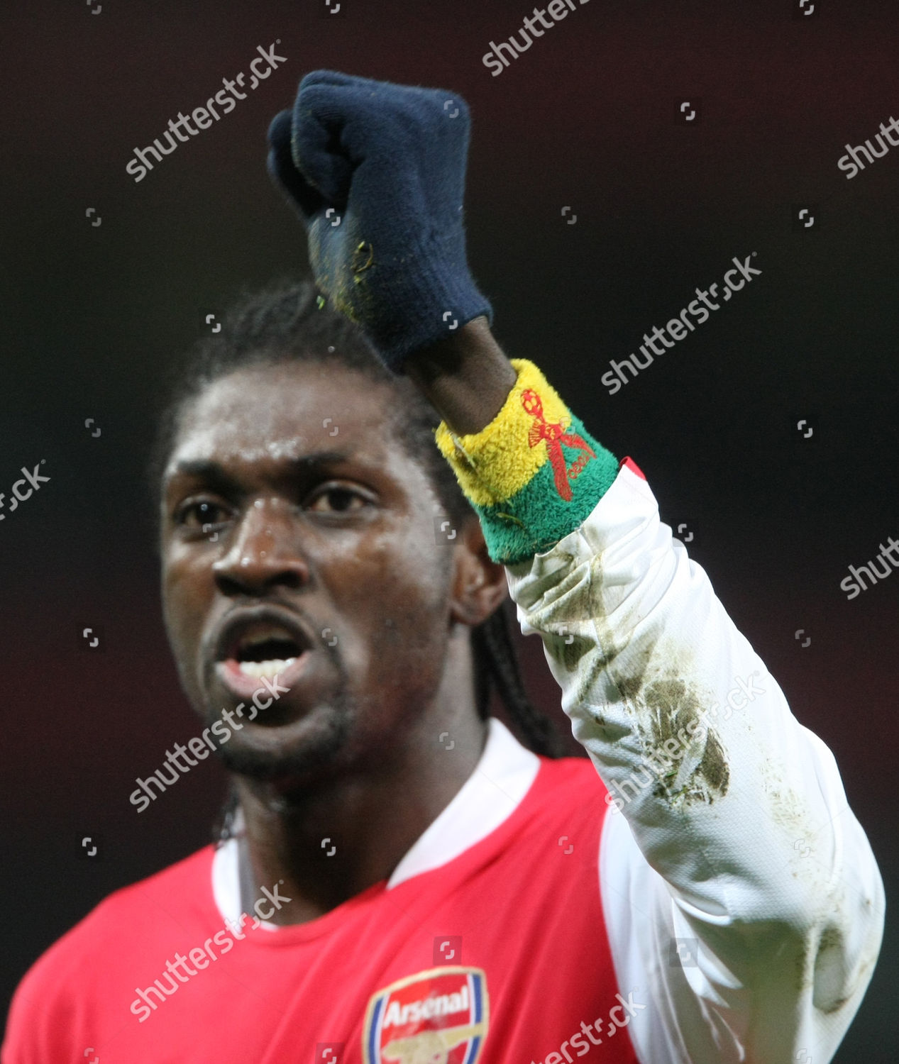 Emmanuel Adebayor Arsenal Celebreates Scoring Opening Editorial Stock ...