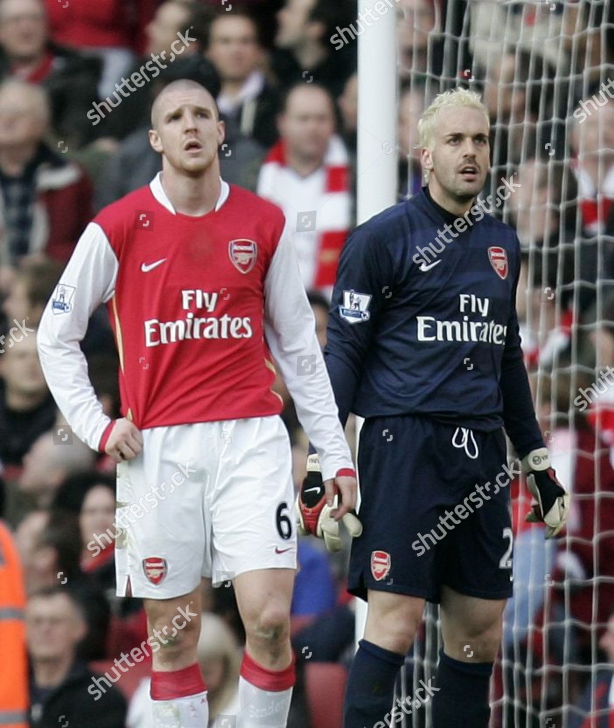 Phillipe Senderos Manuel Almunia Arsenal React Editorial Stock Photo ...