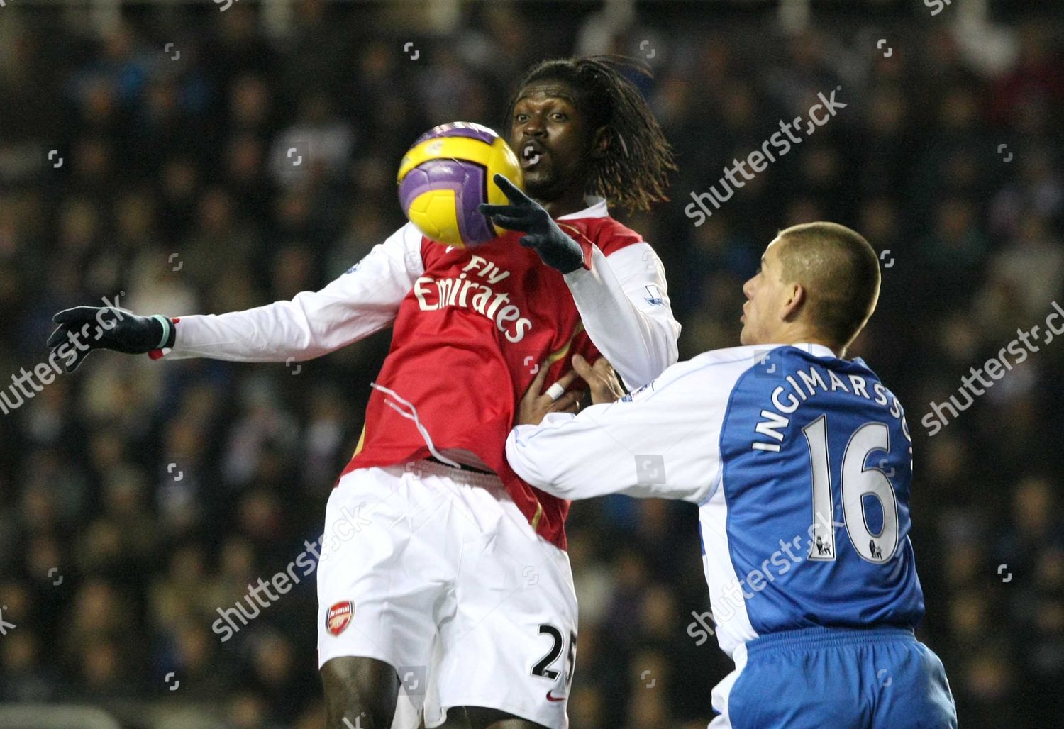 Emmanuel Adebayor Arsenal Controls Ball On Editorial Stock Photo ...