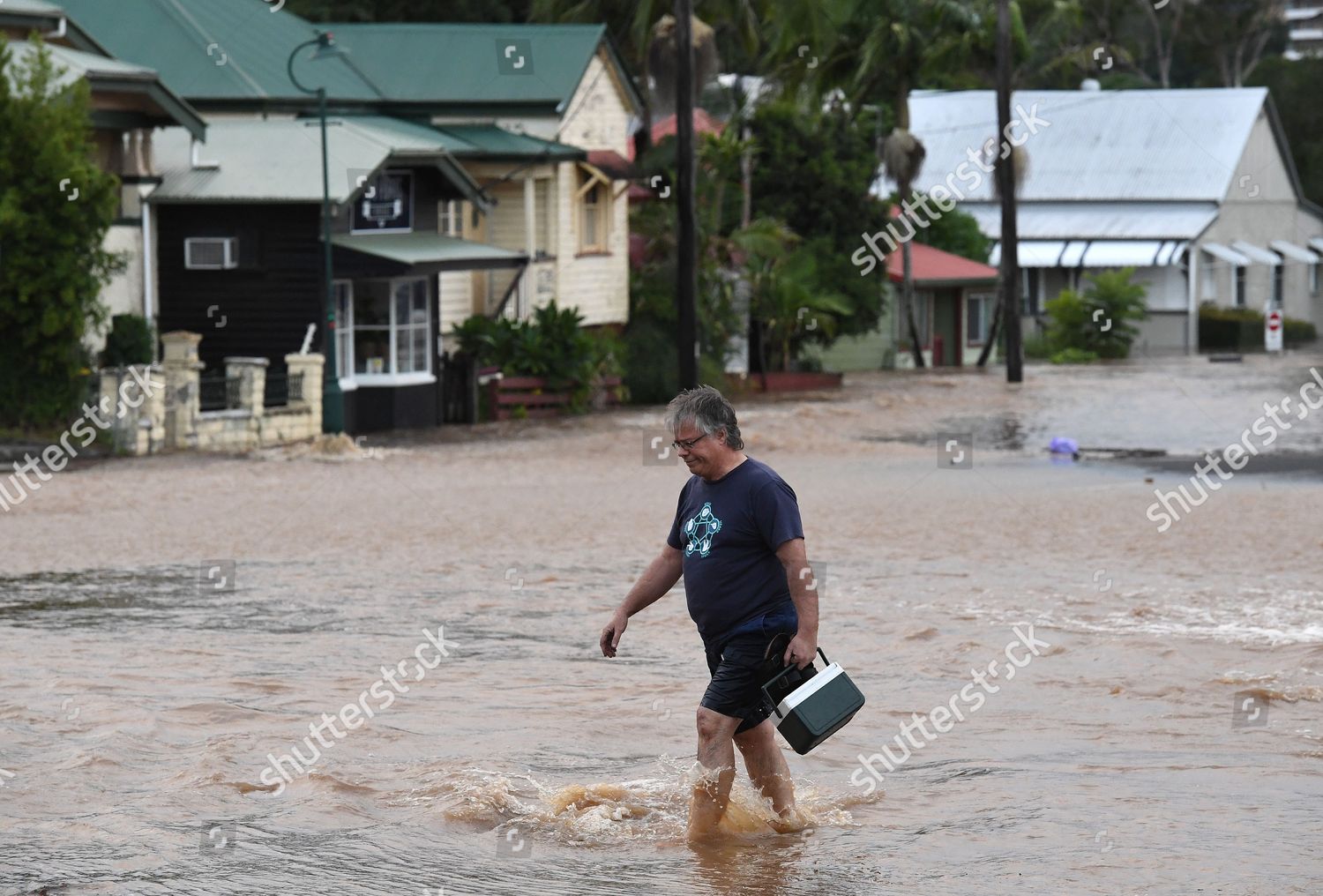 Man Walks Down Flooded Street After Editorial Stock Photo - Stock Image ...