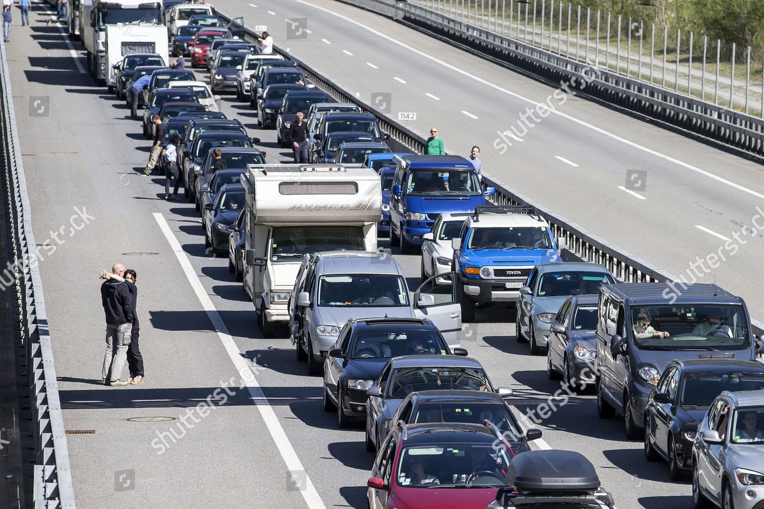 Cars Stand Still Traffic Jam Near Editorial Stock Photo - Stock Image ...