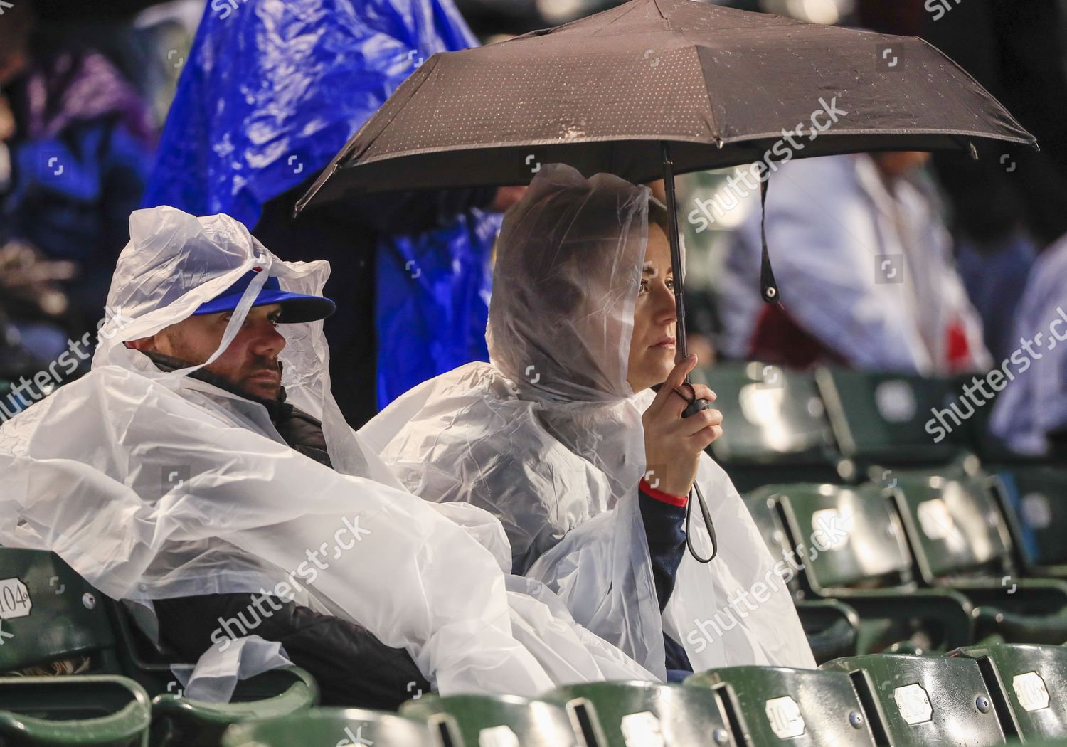 Fans Sit Covered Rain They Wait Editorial Stock Photo - Stock Image ...