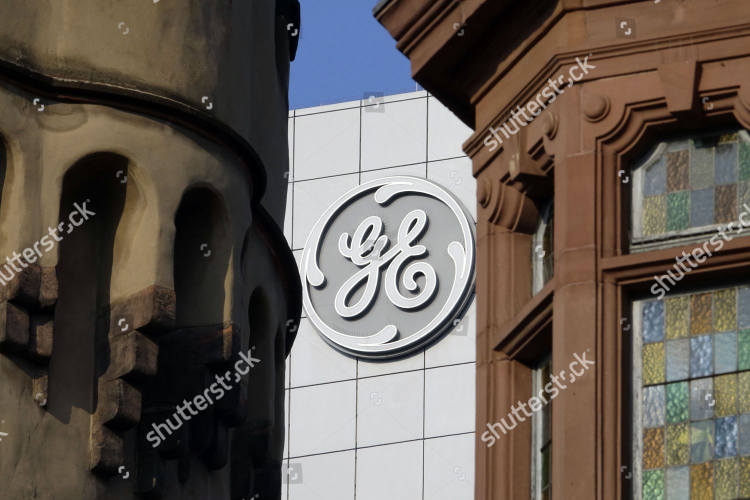 GE SIGNAGE SEEN BEHIND TWO HISTORIC Editorial Stock Photo - Stock Image ...