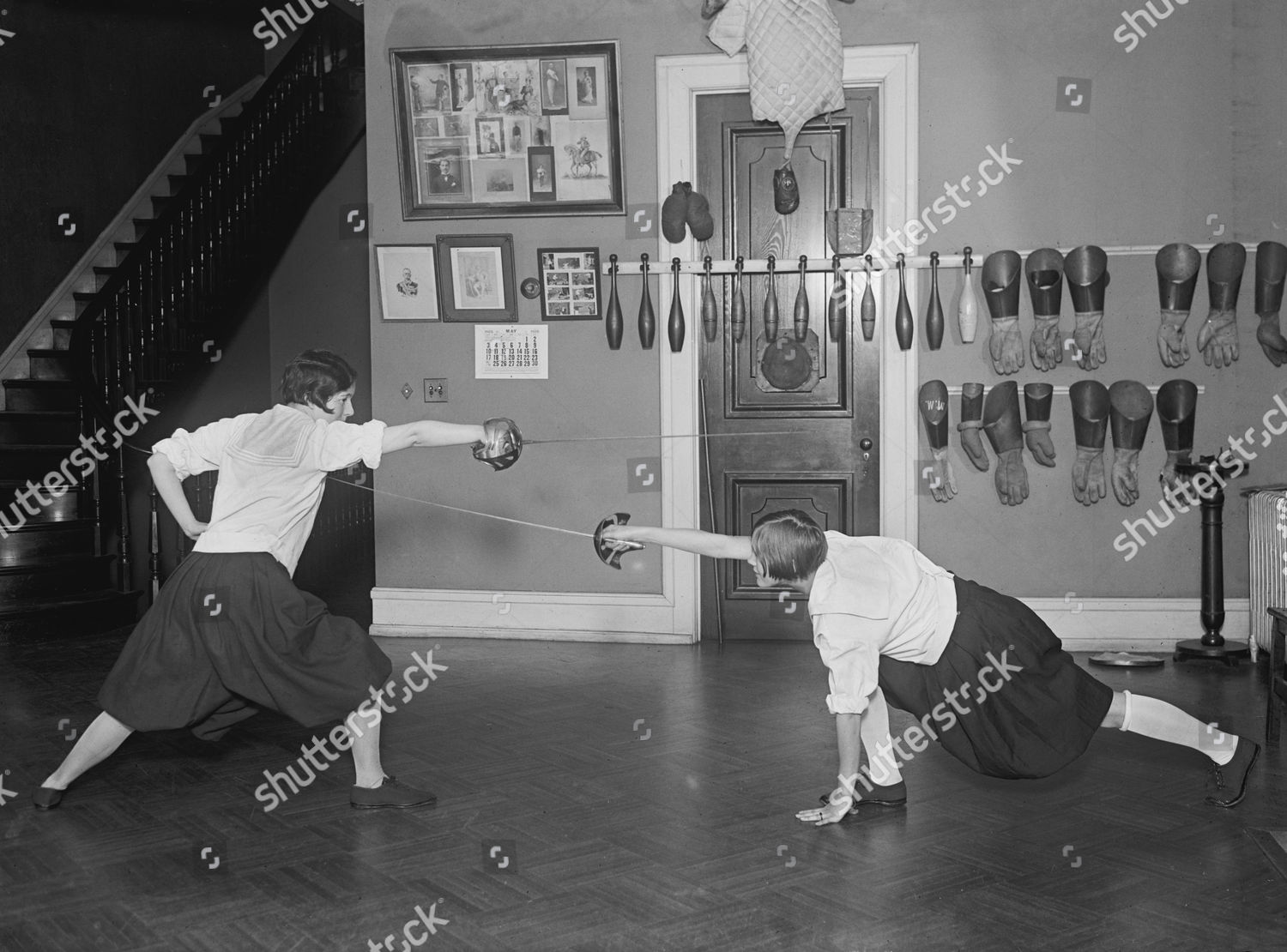 Two High School Girls Fencing Western Editorial Stock Photo - Stock ...