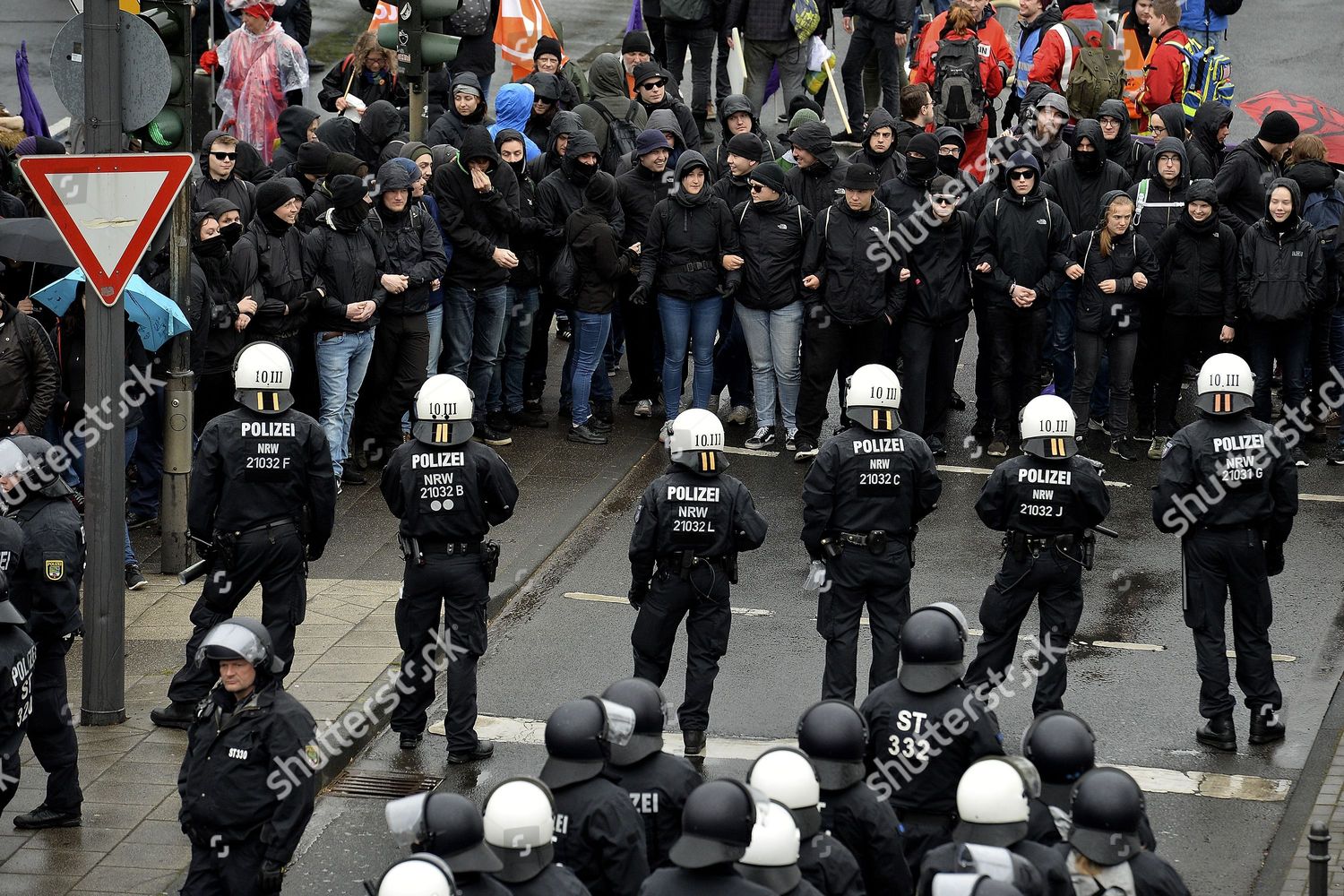 German Police Riot Gear Face Protesters Editorial Stock Photo - Stock ...