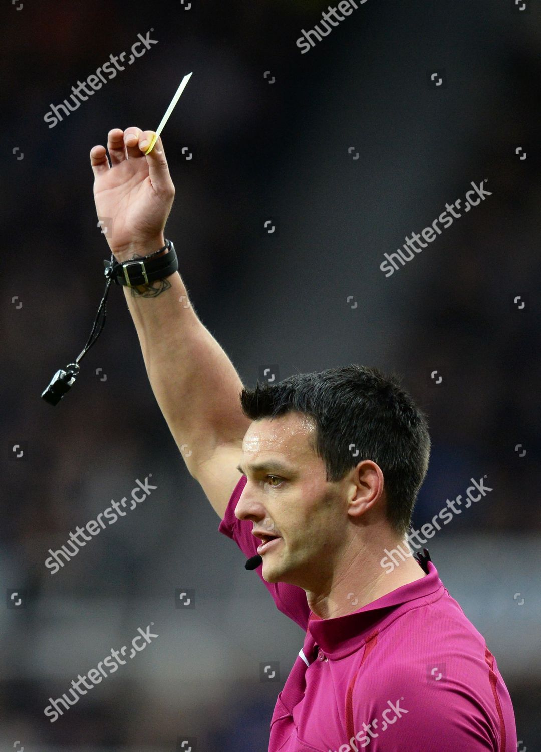 Referee Andrew Madley Shows Yellow Card Editorial Stock Photo - Stock ...