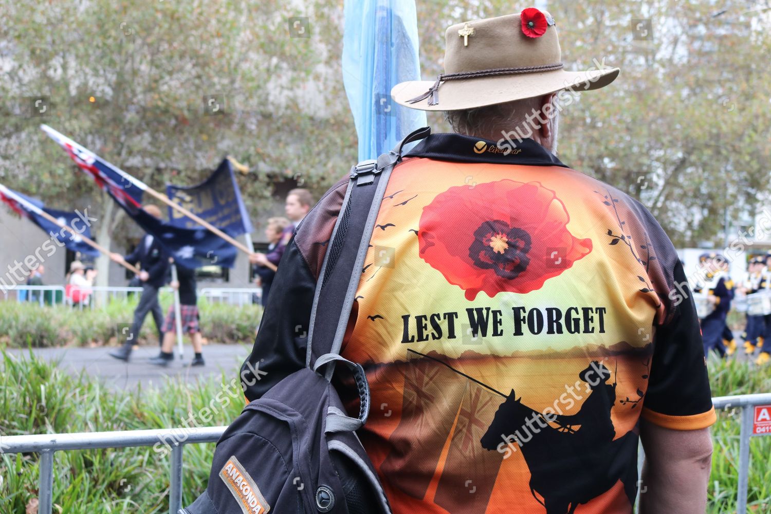 Spectator Wearing Poppy Shirt On Anzac Editorial Stock Photo - Stock ...
