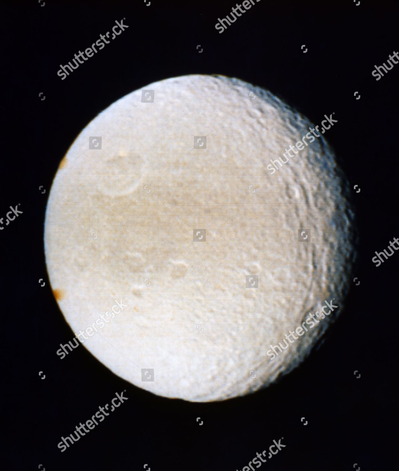 Saturn Moon 1981 Cratered Surface Tethys Editorial Stock Photo - Stock ...