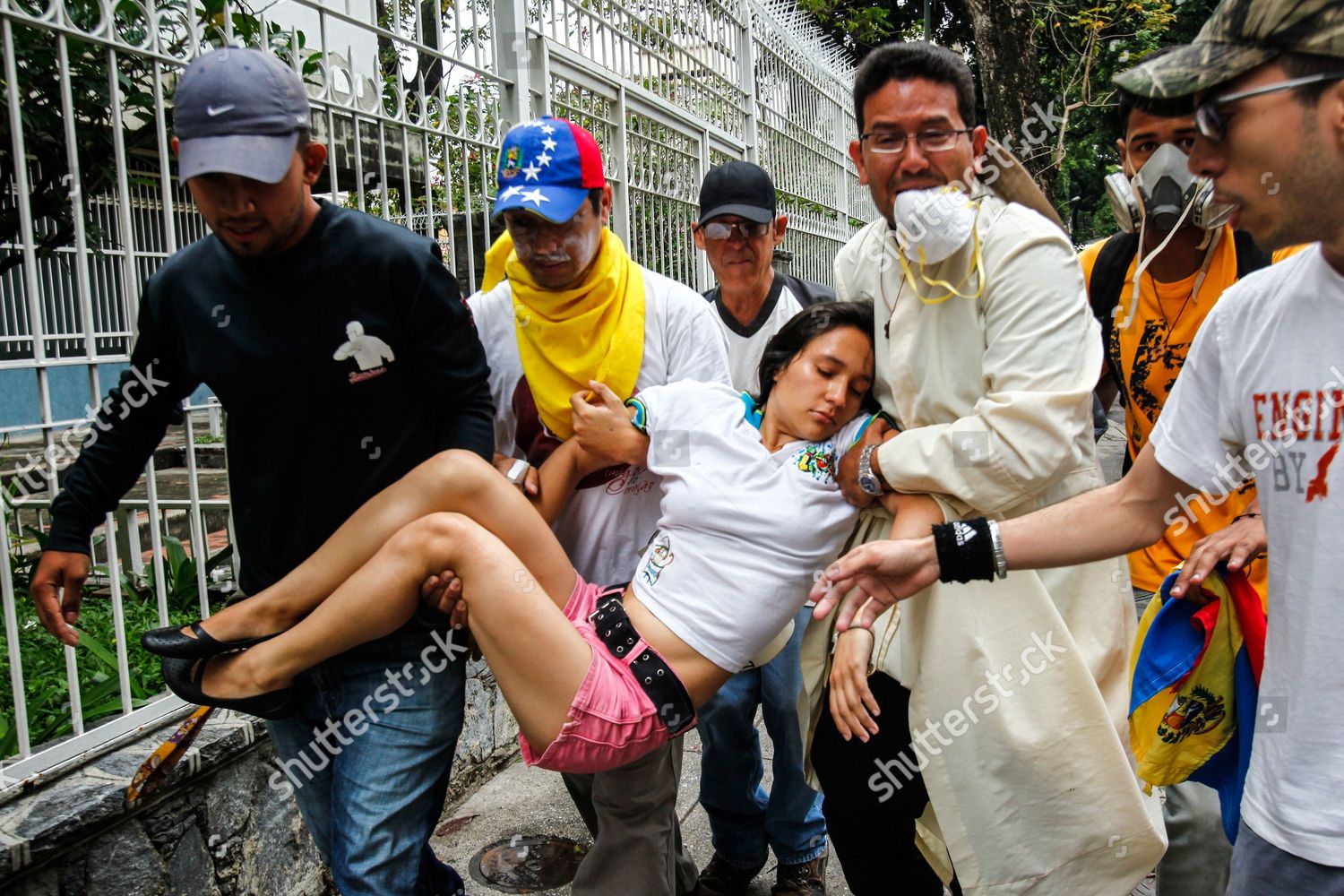 Group Men Carry Woman Who Fainted Editorial Stock Photo - Stock Image ...