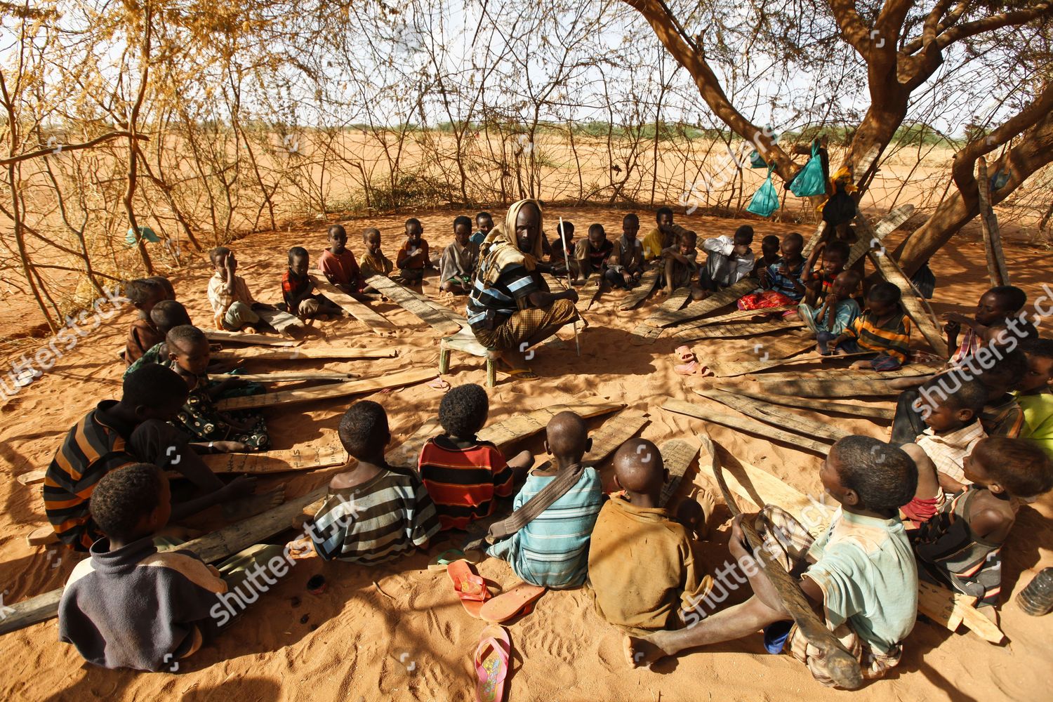 Somali Refugee Children Sit Circle Wooden Editorial Stock Photo - Stock ...