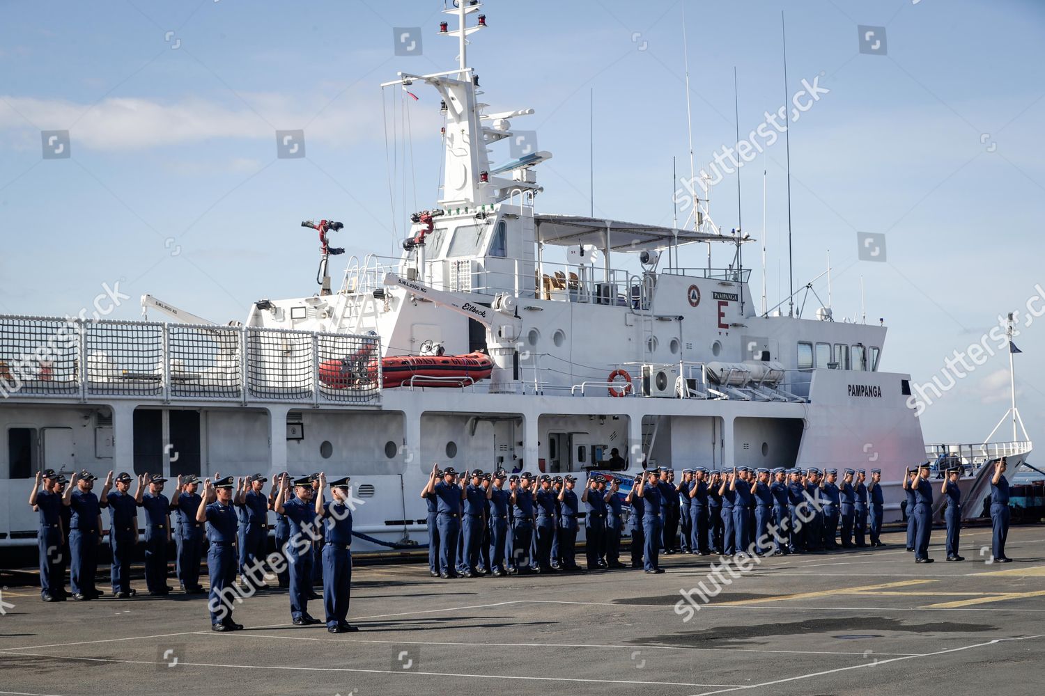 Philippine Coast Guard Personnel Salute During Editorial Stock Photo ...