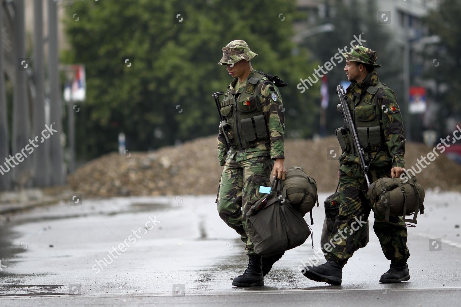 Portuguese Nato Peacekeepers Walk During Patrol Editorial Stock Photo ...