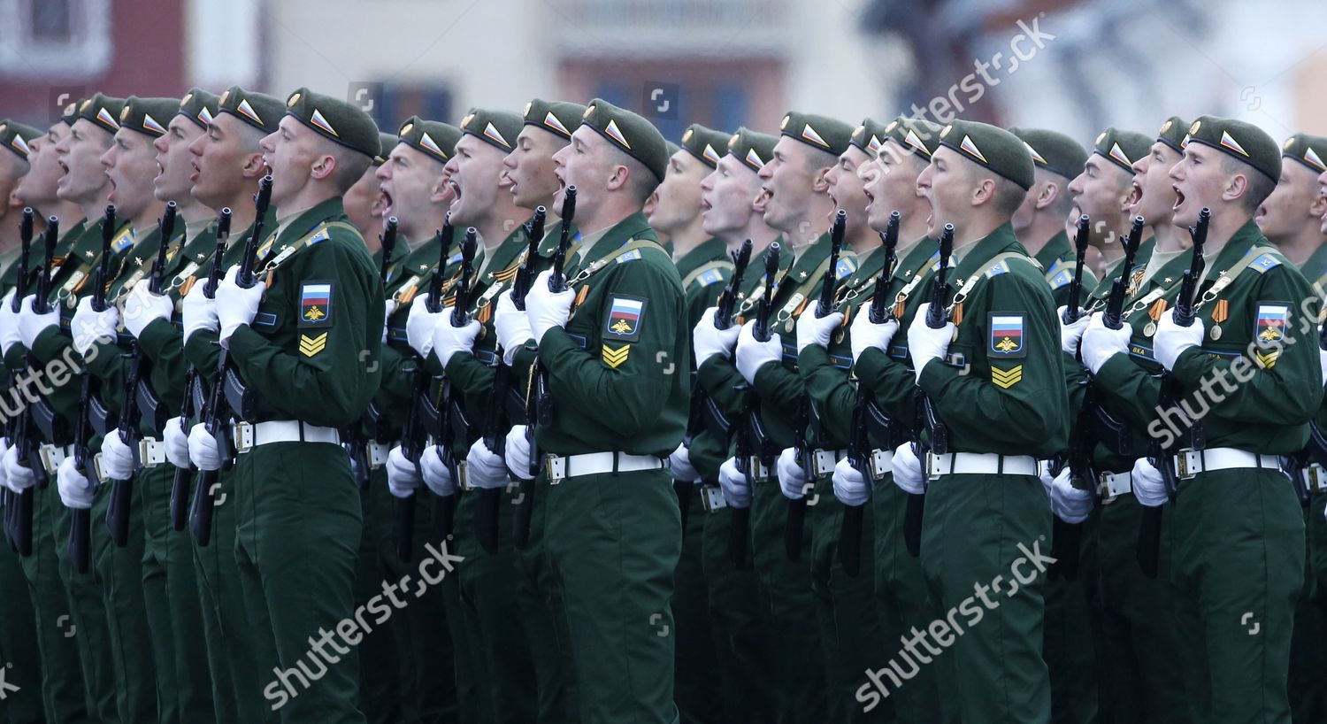Russian Soldiers Shout During Military Parade Editorial Stock Photo ...
