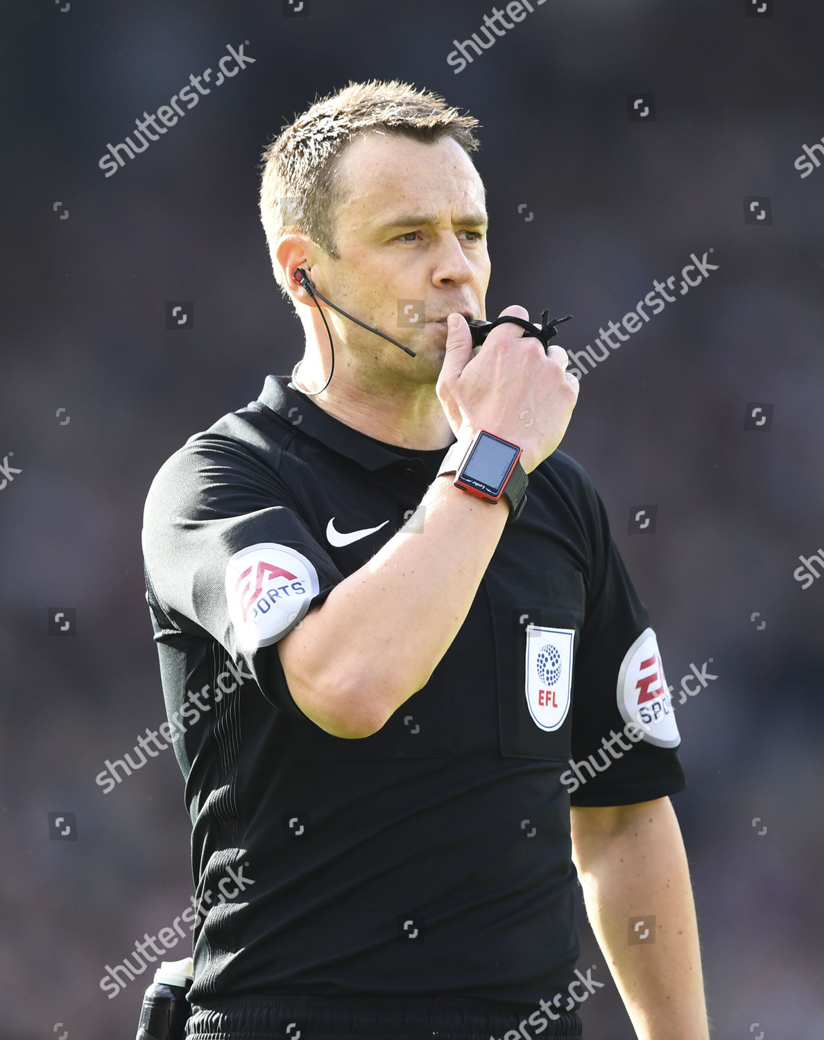 Referee Stuart Attwell Wearing Goal Line Editorial Stock Photo - Stock ...