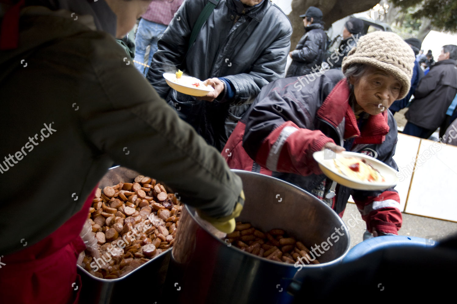 Japanese Homeless People Being Given Food Editorial Stock Photo - Stock ...