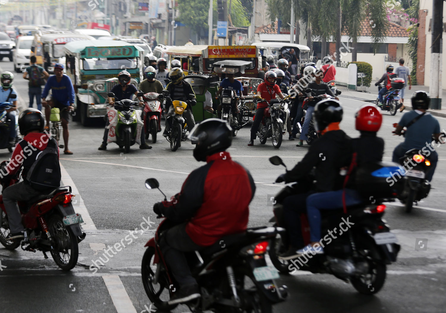 Filipino Motorcycle Riders Maneuver On Busy Editorial Stock Photo ...