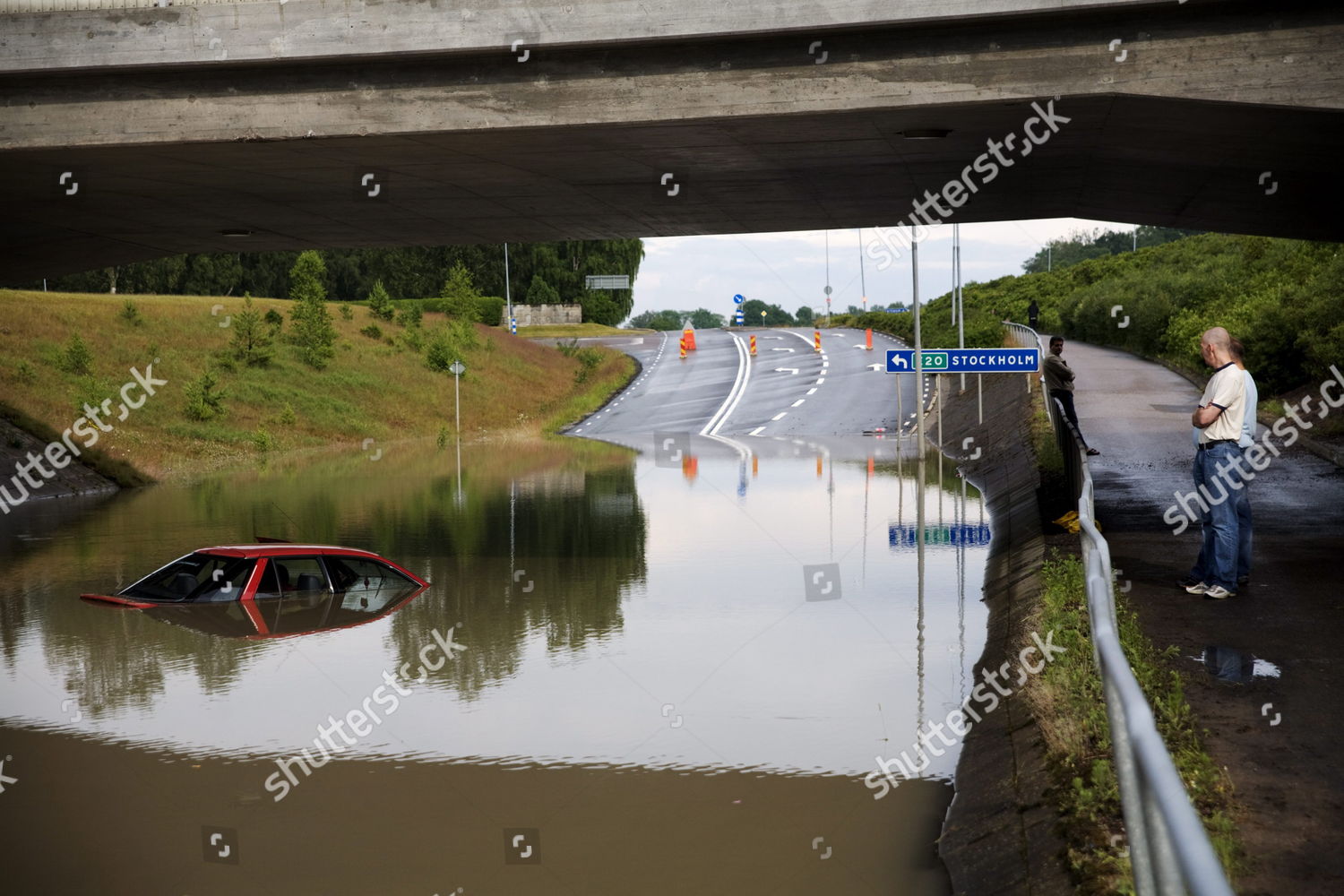 Car Floats Water Flooded Road Under Editorial Stock Photo - Stock Image ...