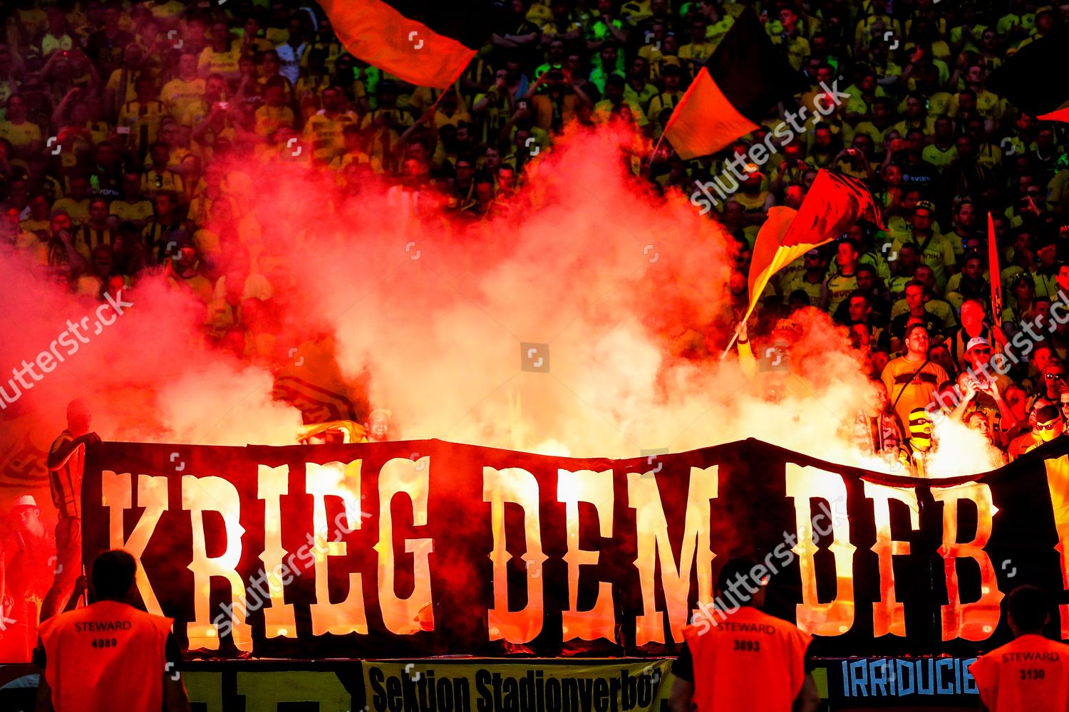 Borussia Dortmund Fans Light Flares During Editorial Stock Photo ...