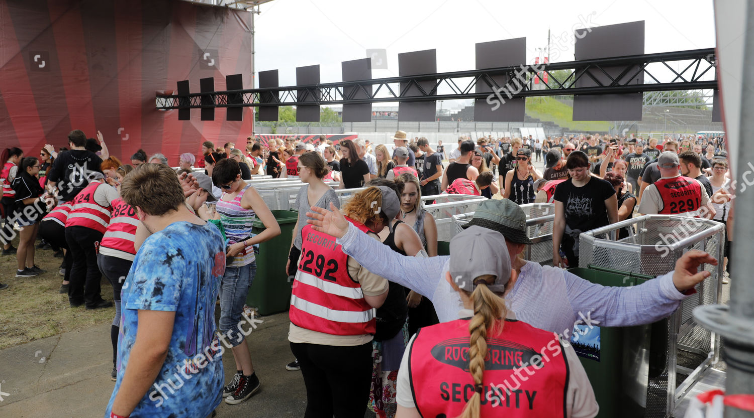 Festivalgoers Arrive Security Check Point Maingate Editorial Stock ...