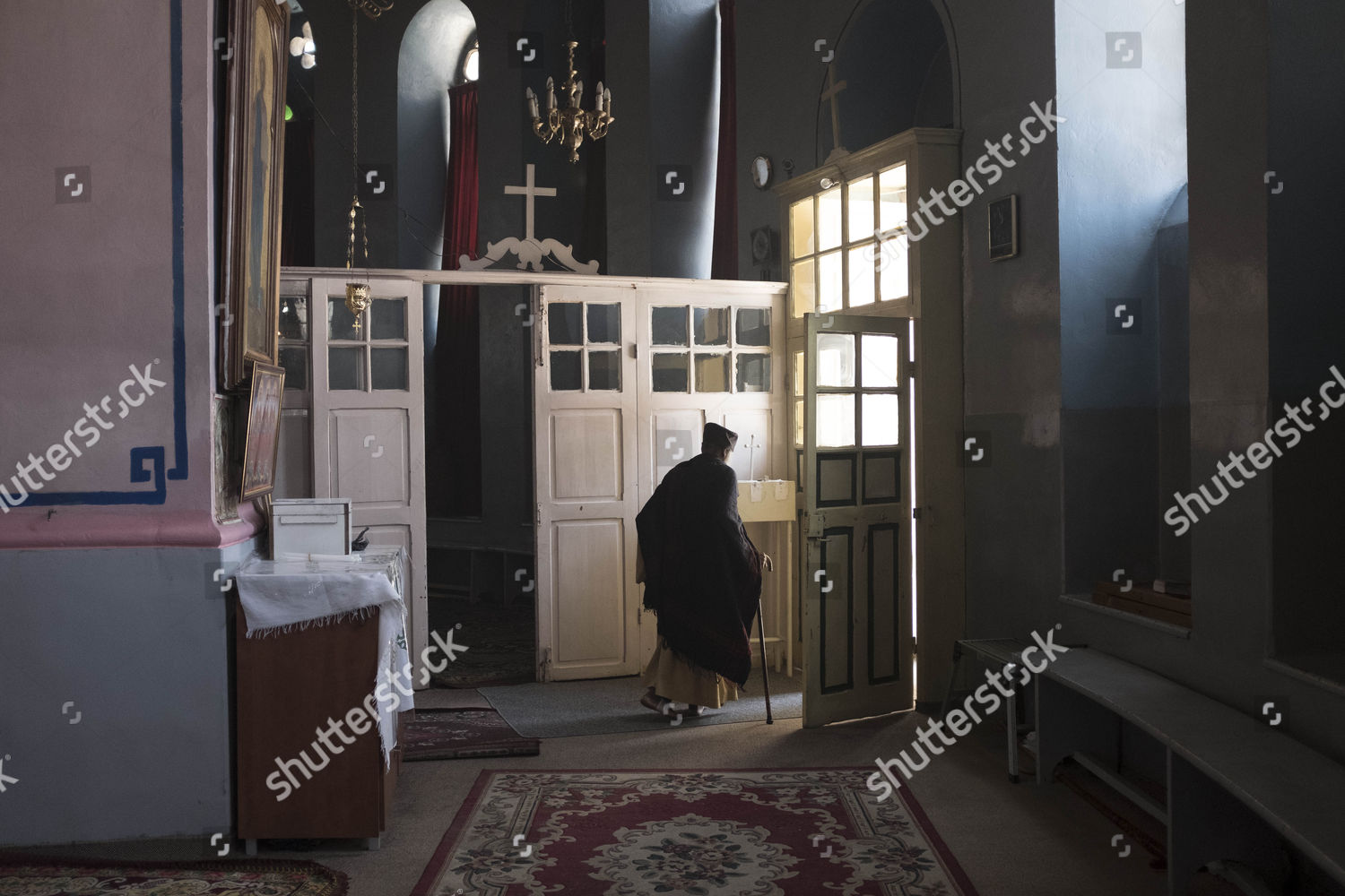 Monk Walks Inside Ethiopian Church Jerusalem Editorial Stock Photo ...