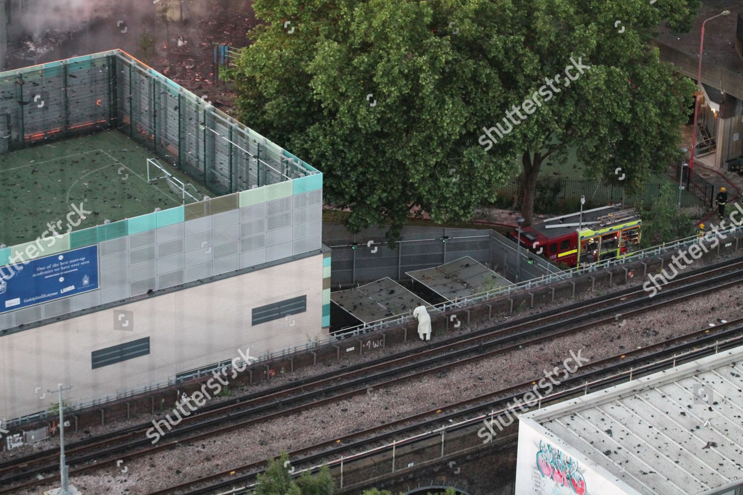 School Football Pitch Covered Debris Burning Editorial Stock Photo ...