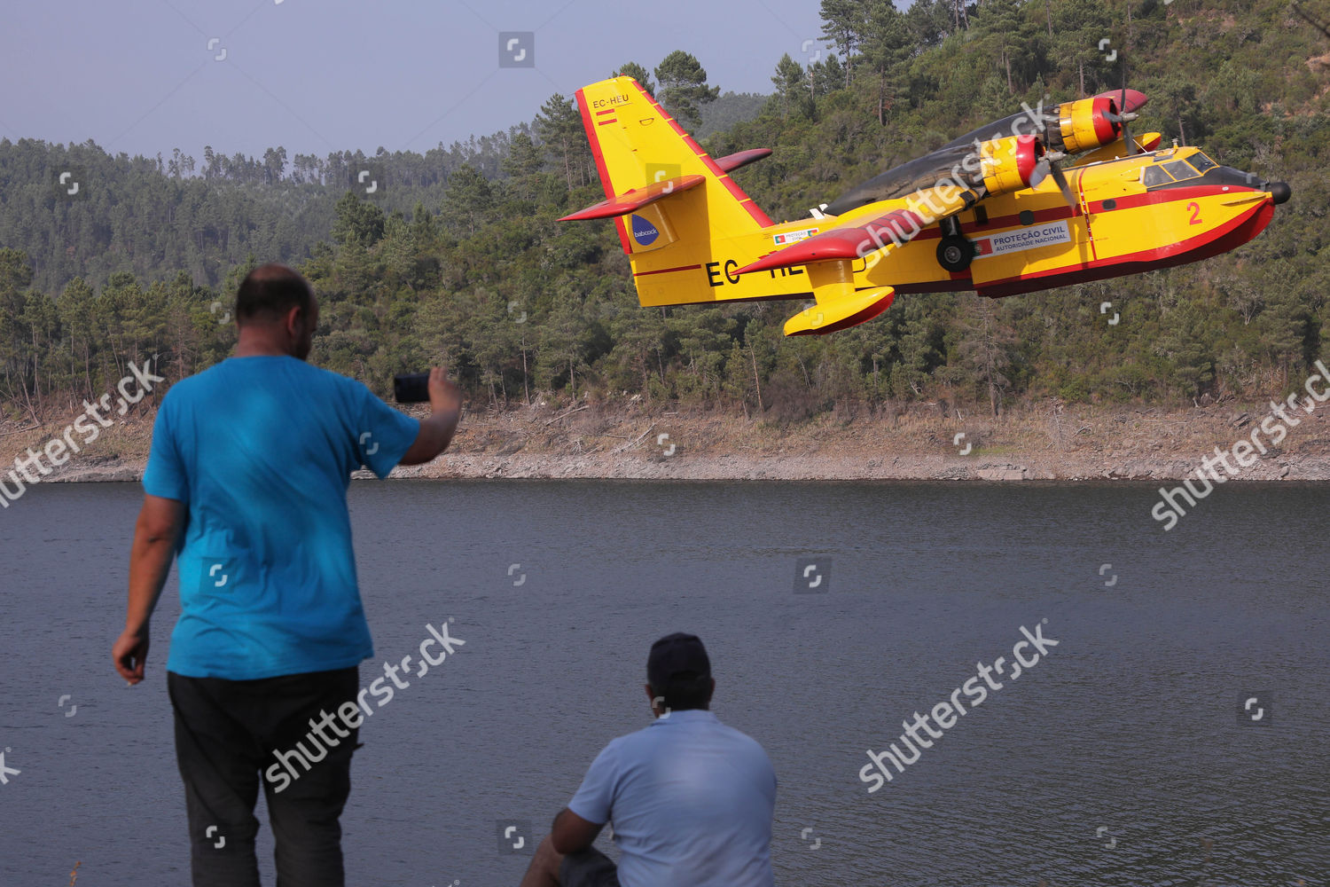 Two Men Watch Canadair Plane Gathering Editorial Stock Photo - Stock ...
