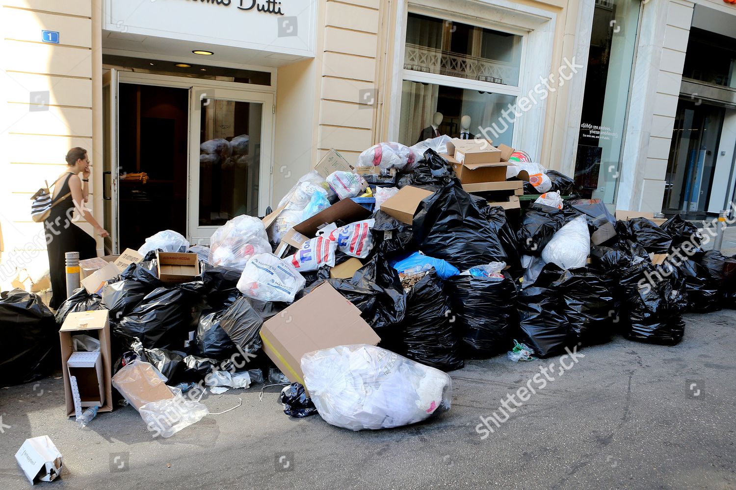 Woman Passes Behind Piles Garbage On Editorial Stock Photo - Stock ...