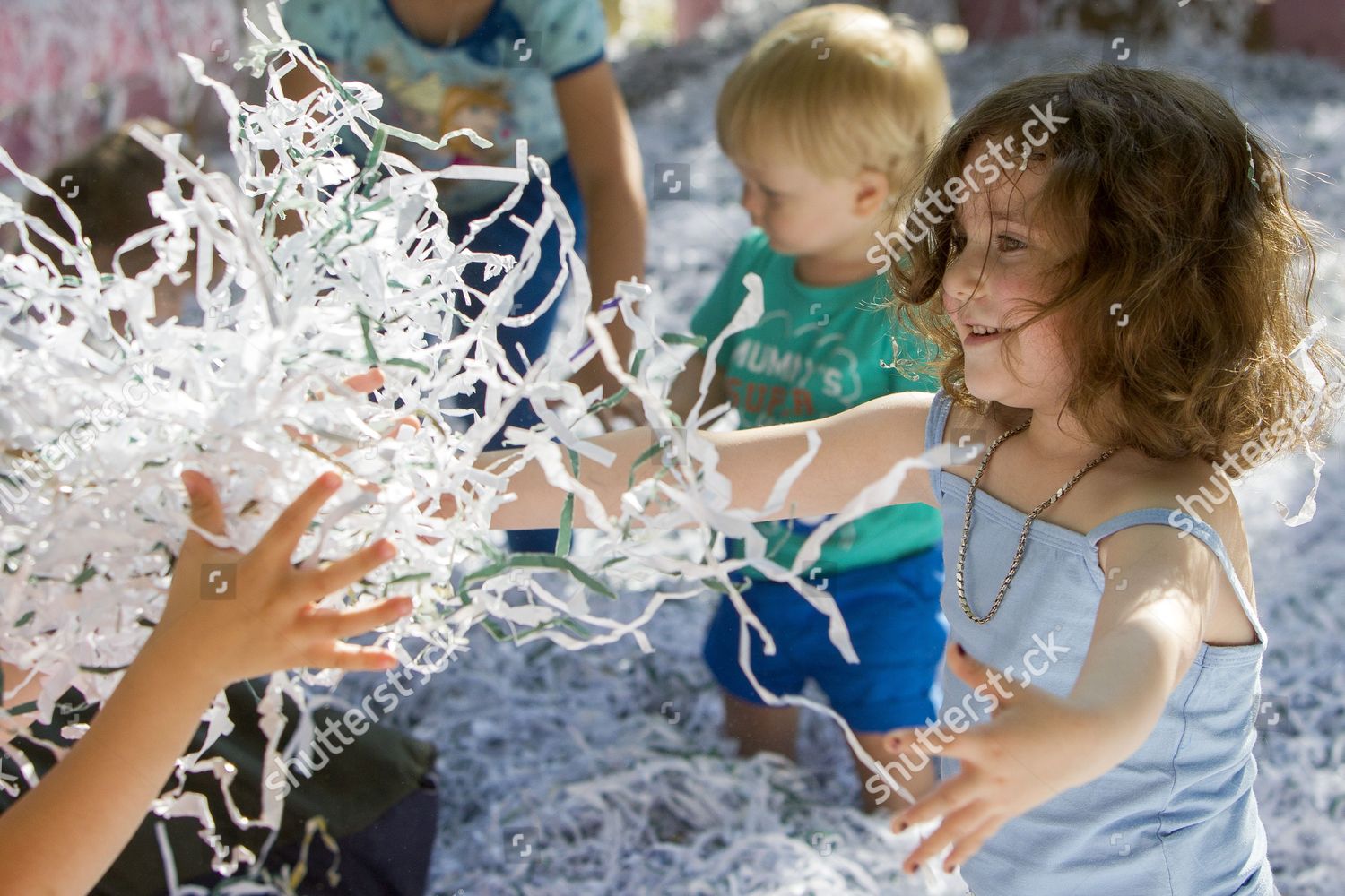 Children Play Shreded Paper During Sun Editorial Stock Photo - Stock ...
