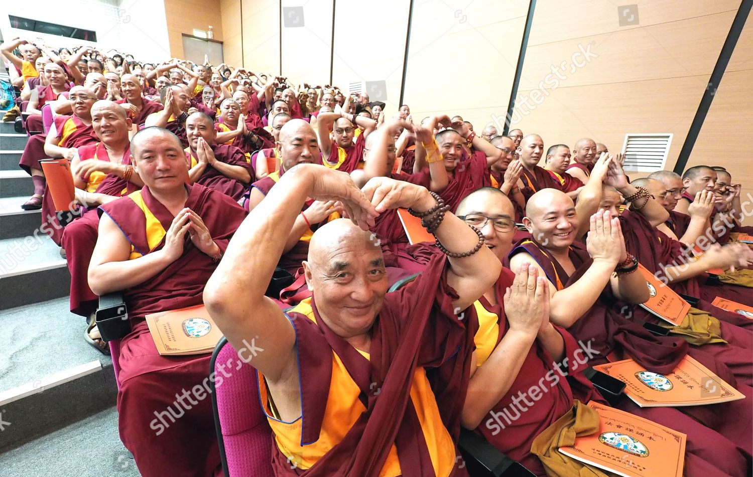 Tibetan Monk Gestures Heart Sign His Editorial Stock Photo - Stock ...
