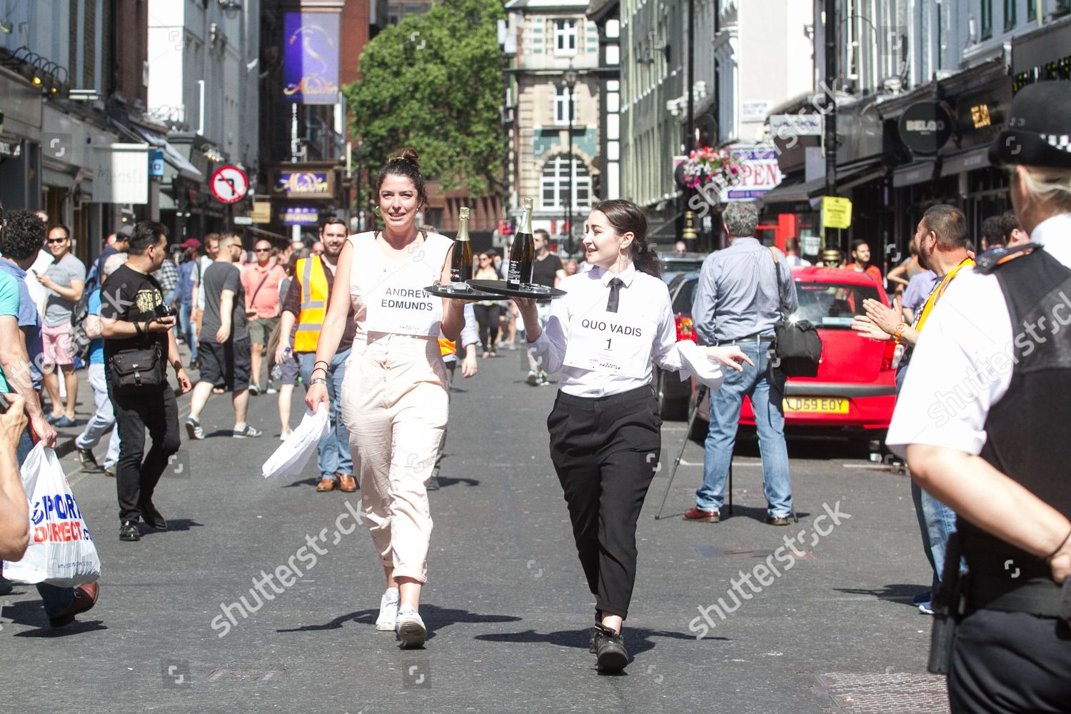 Waiters Run Around Streets Soho Carrying Editorial Stock Photo - Stock ...