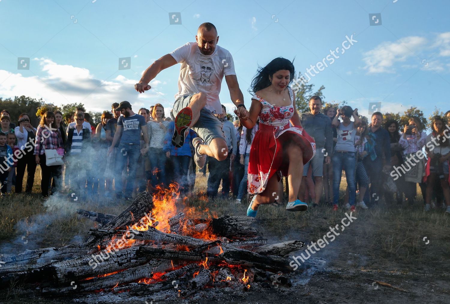 Ukrainians Jump Over Fire Kiev Ukraine Editorial Stock Photo - Stock ...