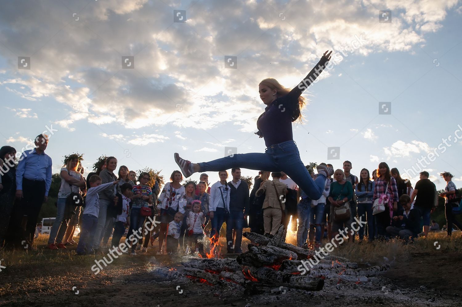 Woman Jumps Over Fire Kiev Ukraine Editorial Stock Photo - Stock Image ...