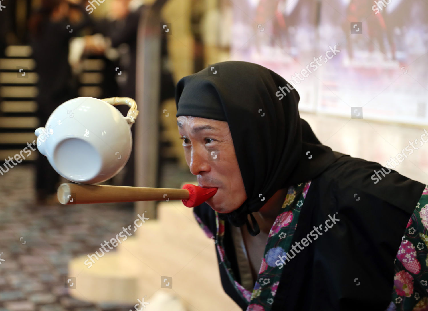 Performer Dressed Ninja Balances Teapot On Editorial Stock Photo ...