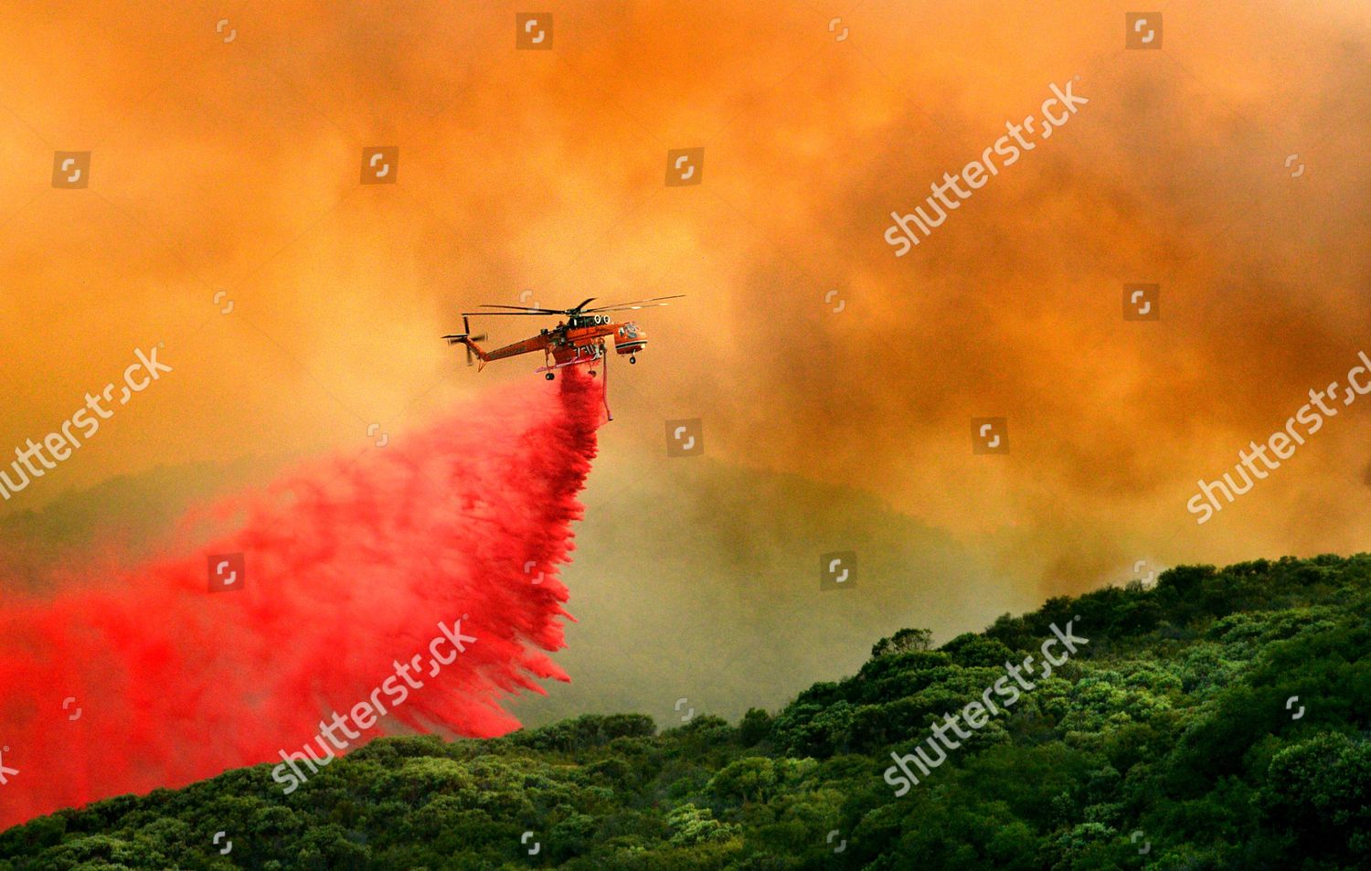 Fire Service Helicopter Drops Flame Retardant Editorial Stock Photo ...