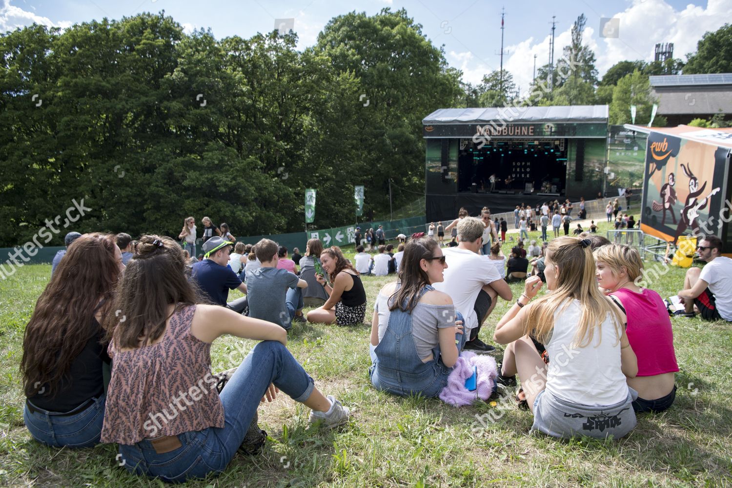 Festivalgoers Sit Grass During Concert Swiss Editorial Stock Photo ...