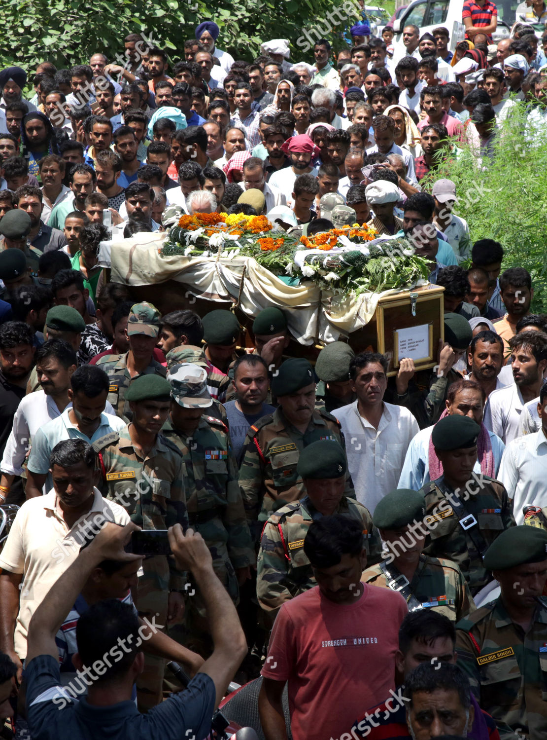Indian Army Soldiers Villagers Carry Coffin Editorial Stock Photo ...