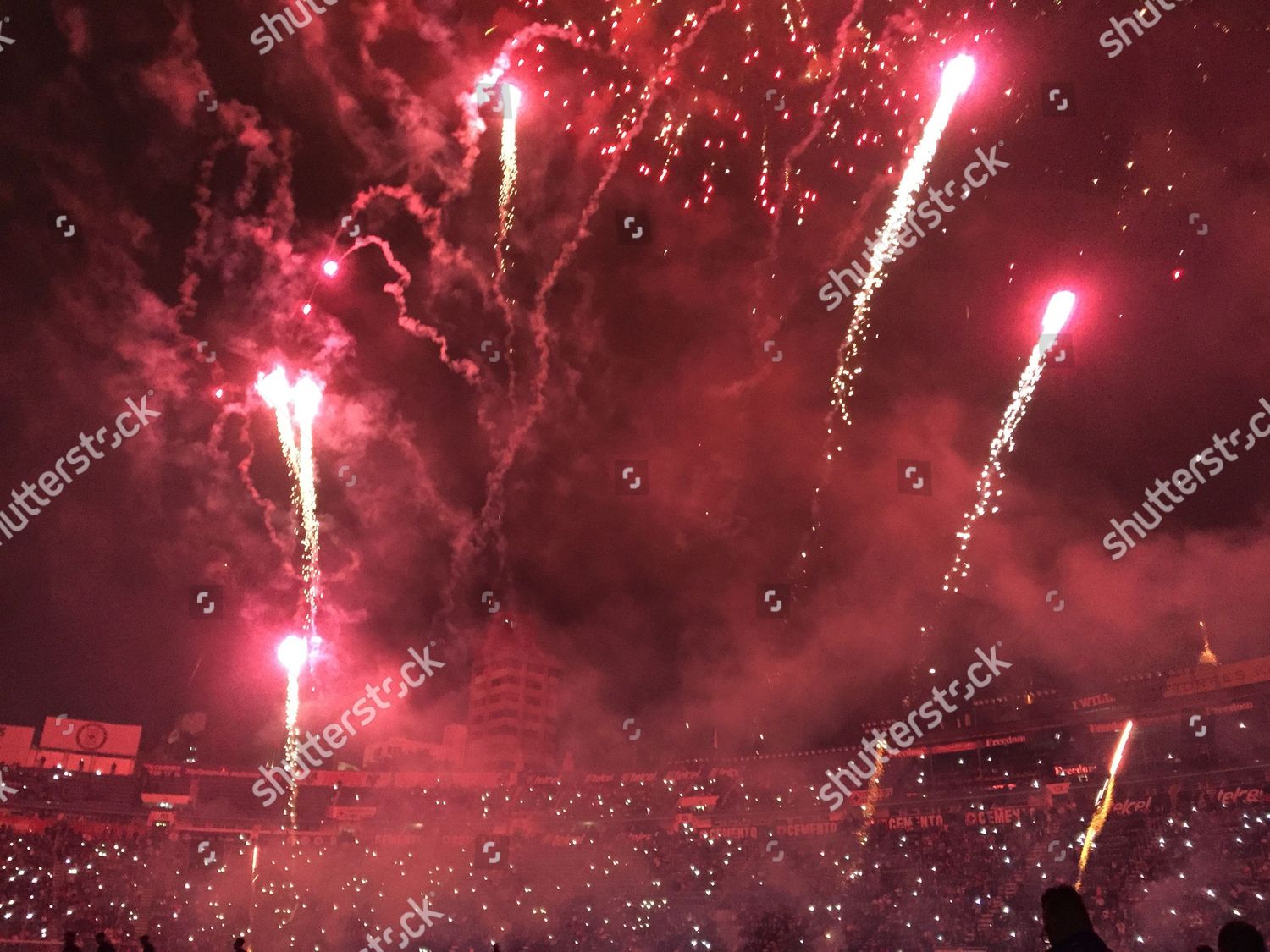 Fireworks Launched During Halftime Friendly Match Editorial Stock Photo ...
