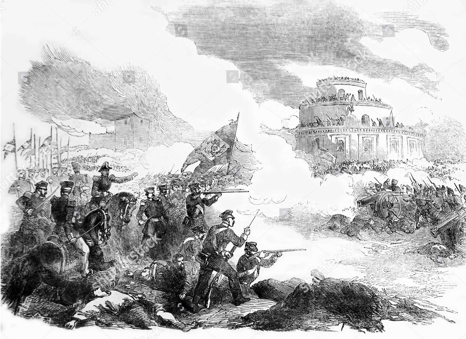 Illustrated London News Etching 1853 Battle Editorial Stock Photo ...