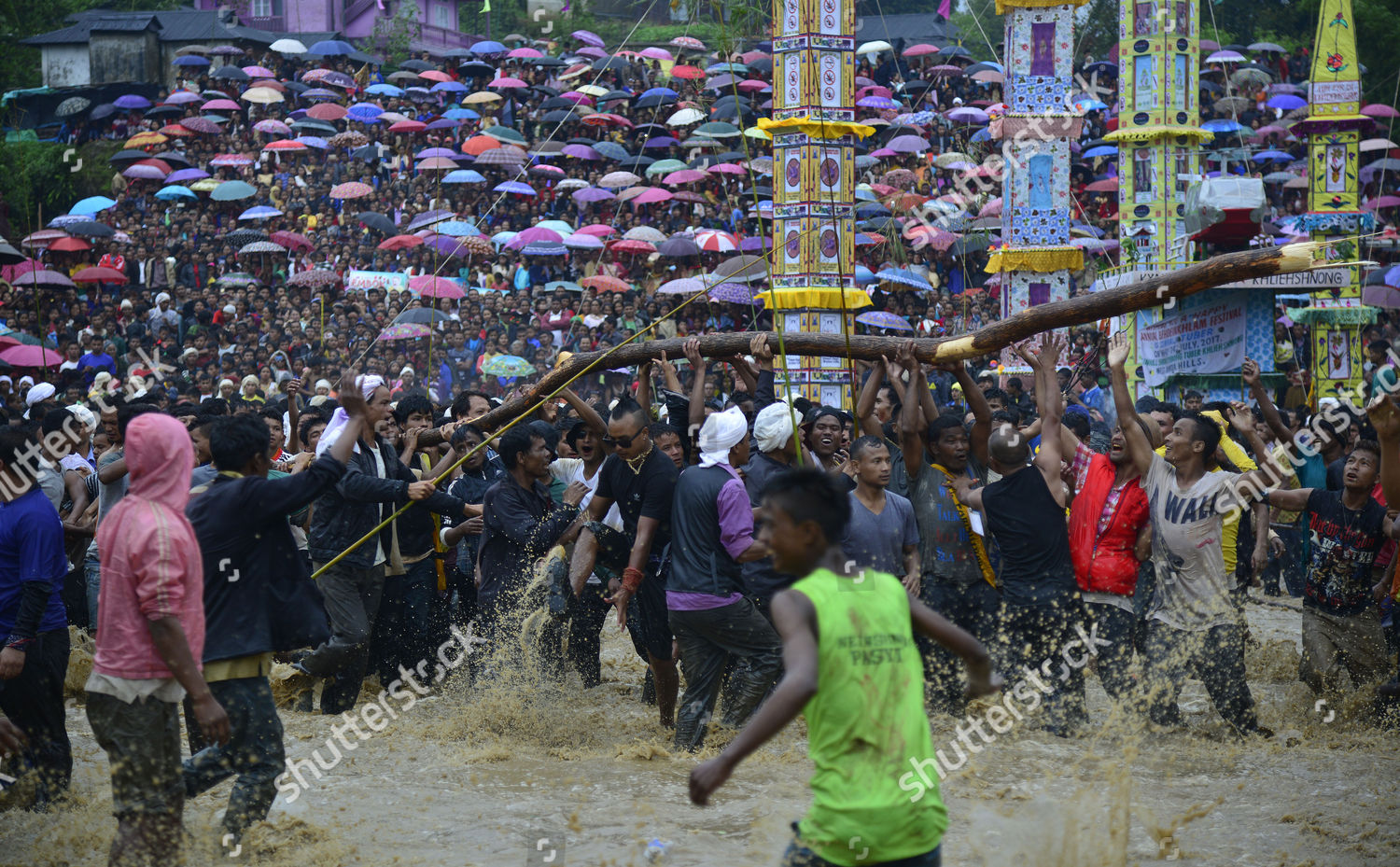 Jaintia Tribesmen Carry Traditional Rath Chariot Editorial Stock Photo ...