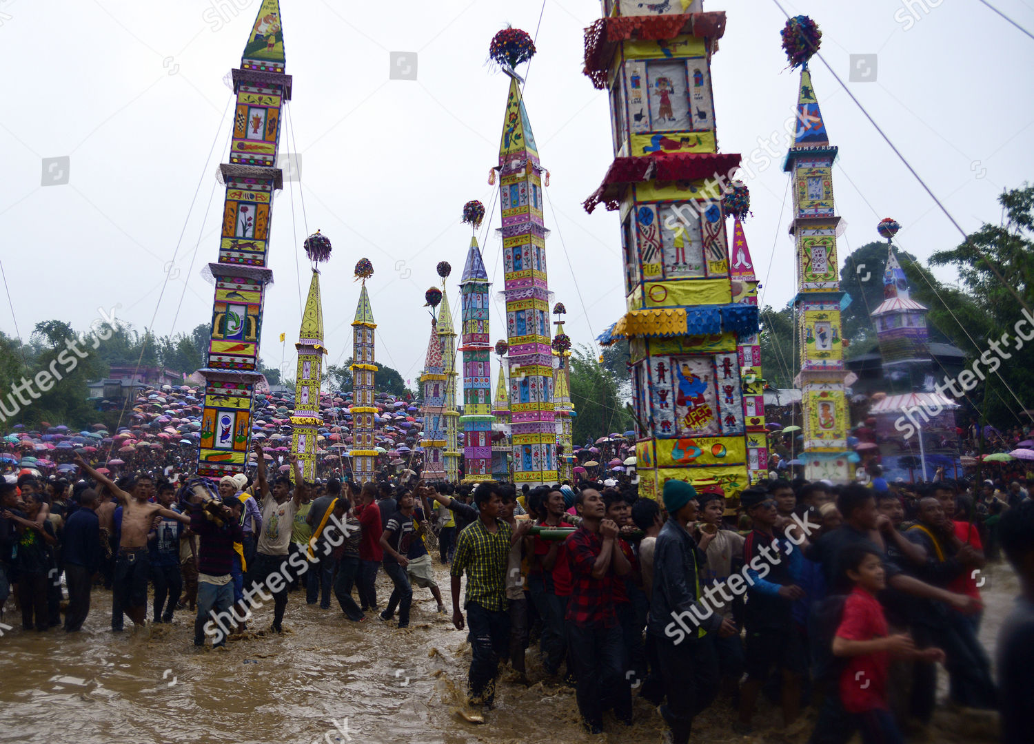 Jaintia Tribesmen Carry Traditional Rath Chariot Editorial Stock Photo ...