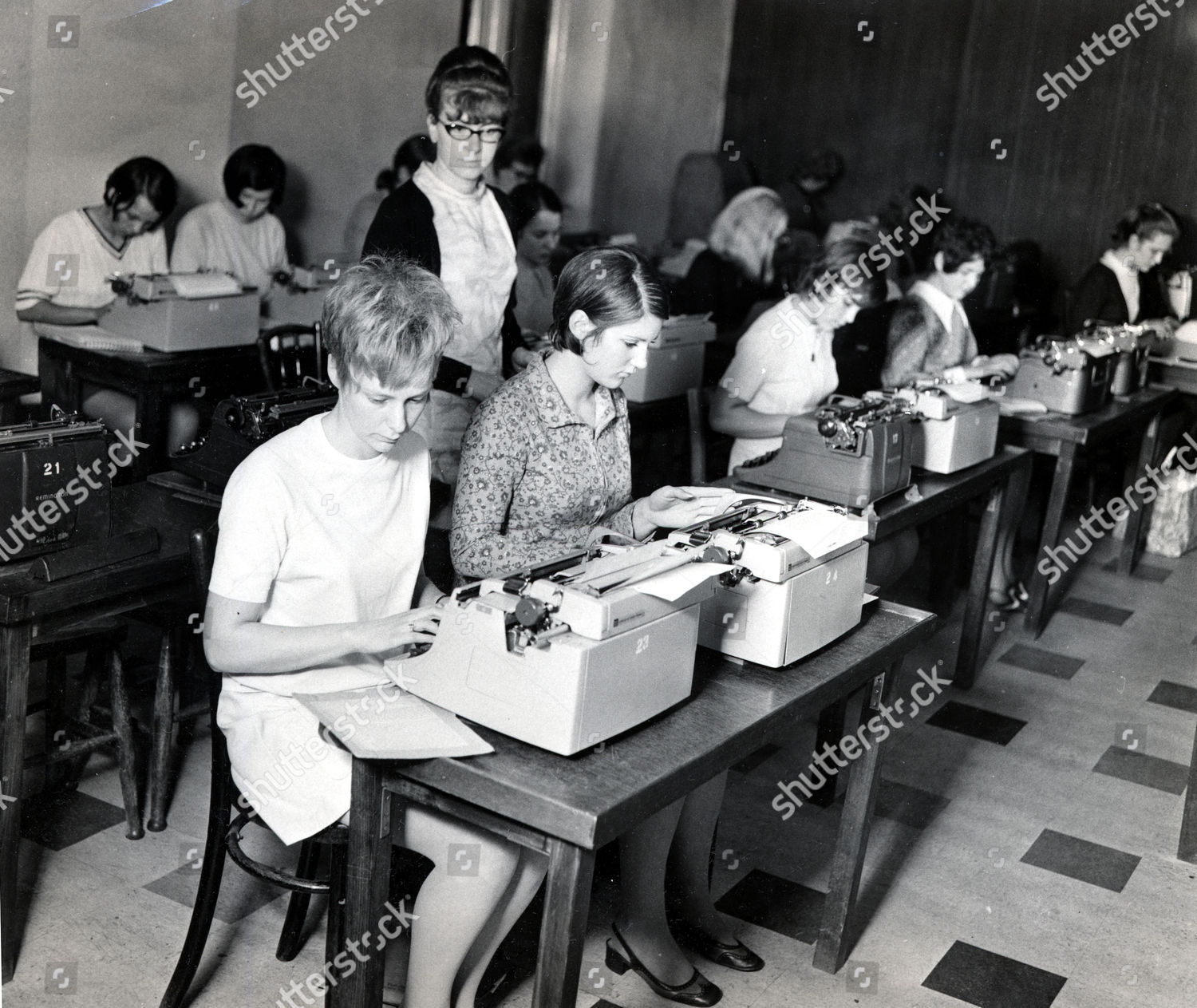Typing Pool Women Pictured Sat Desks Editorial Stock Photo - Stock ...