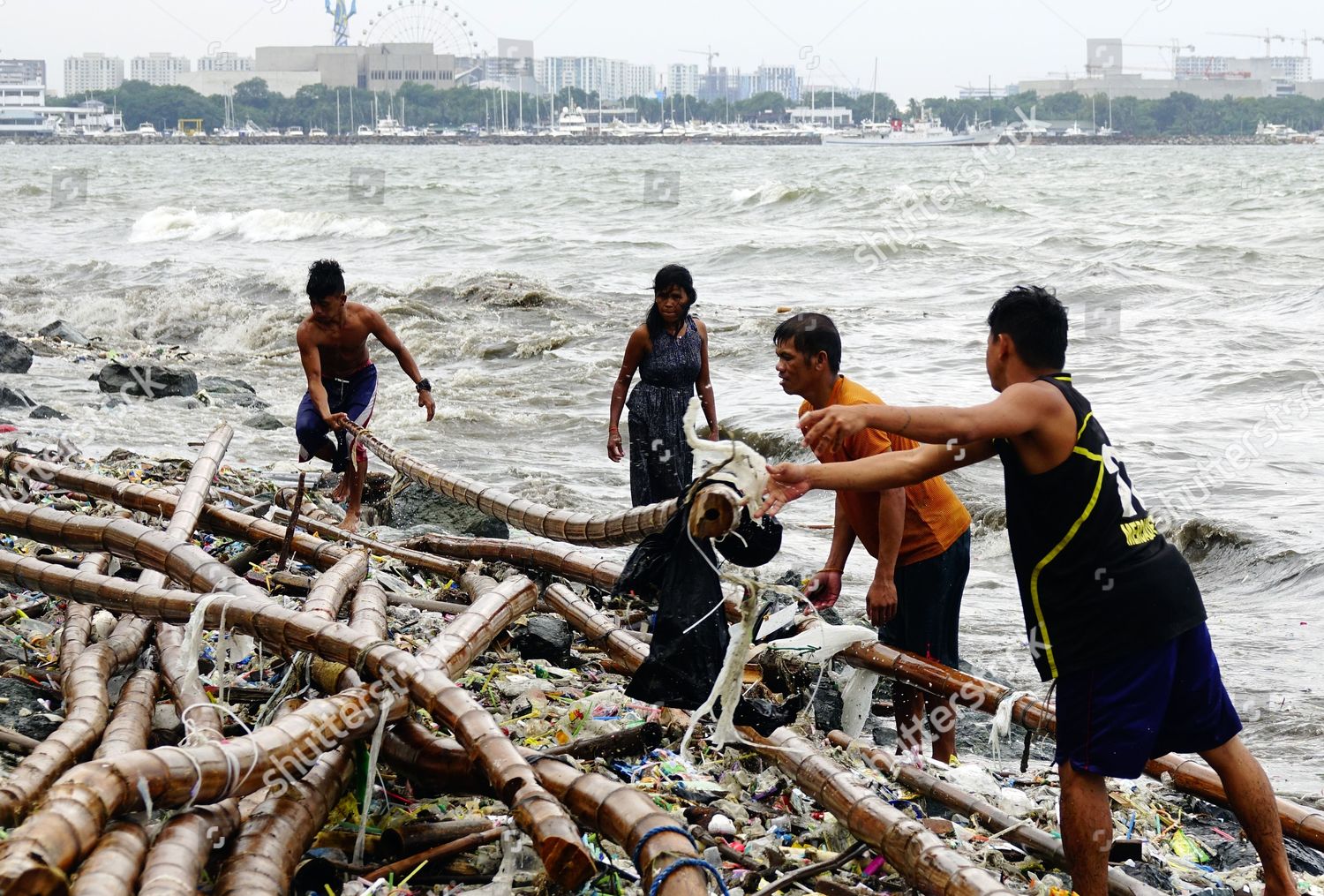Filipinos Brave Strong Waves They Collect Editorial Stock Photo - Stock ...