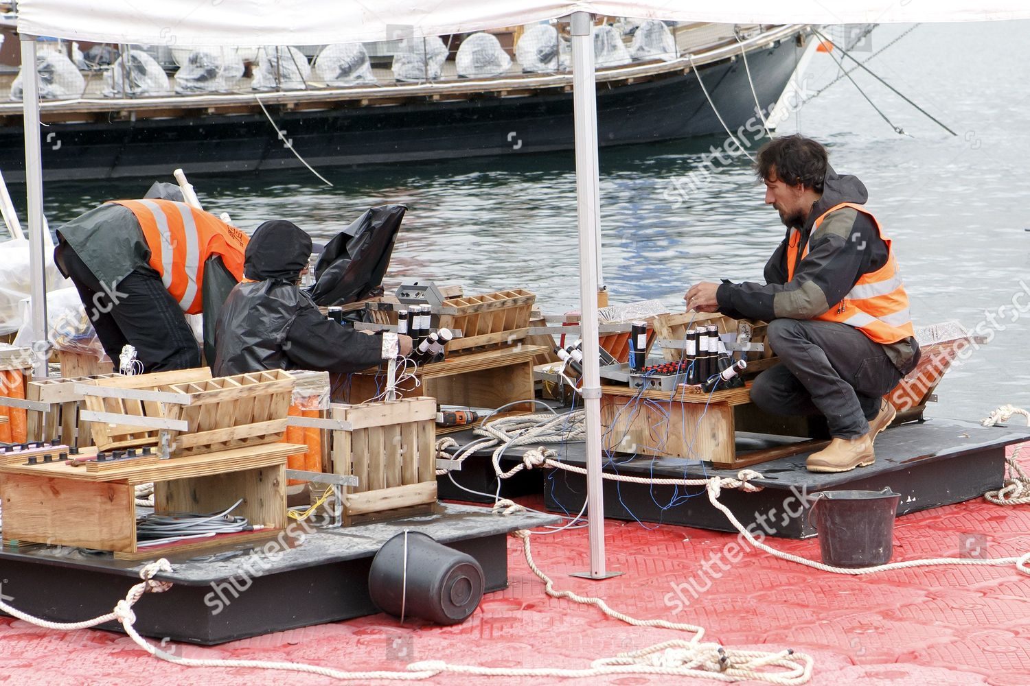 Pyrotechnicians Finish Preparing Fireworks One Day Editorial Stock ...