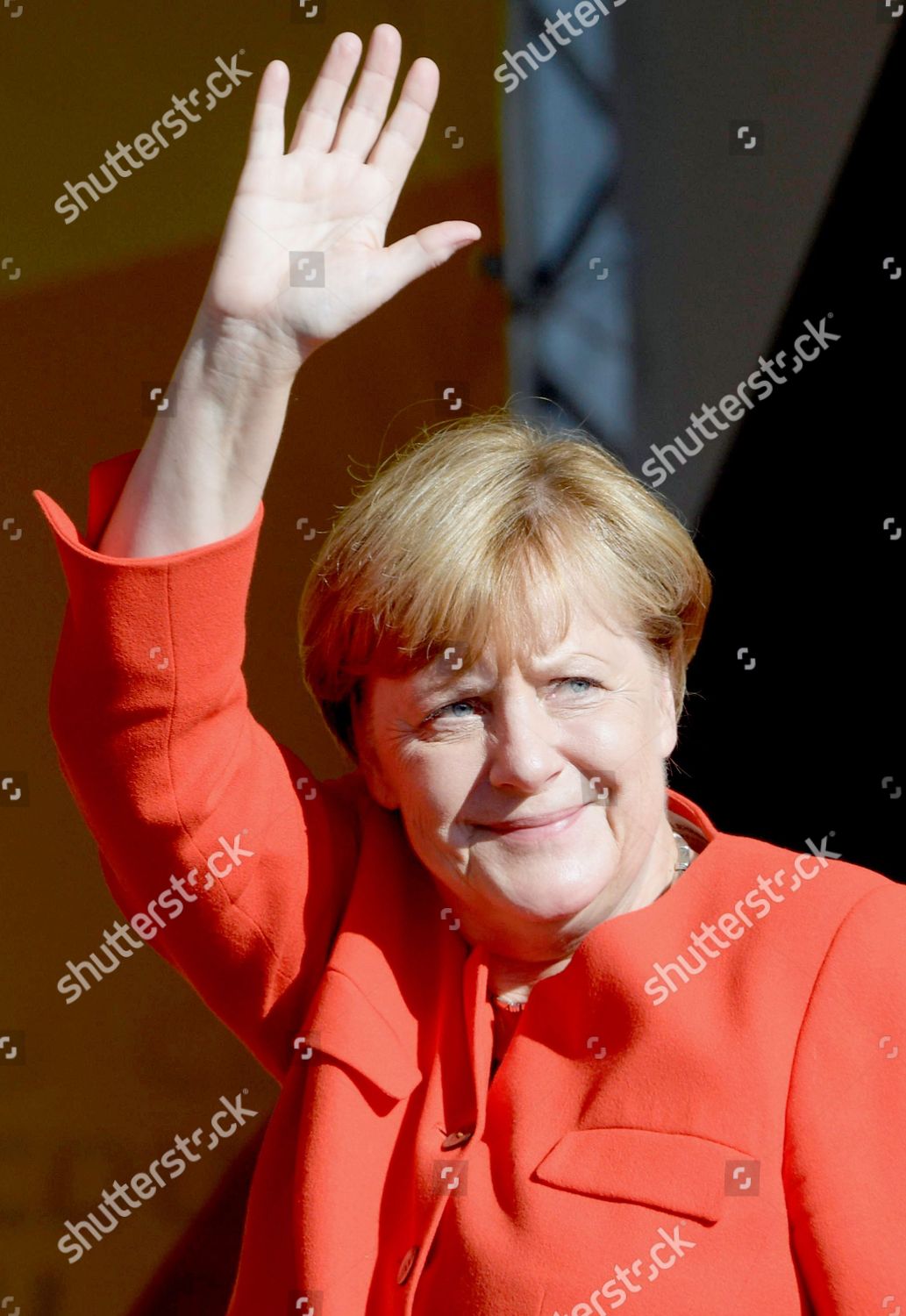 German Chancellor Angela Merkel Waves Campaigning Editorial Stock Photo ...