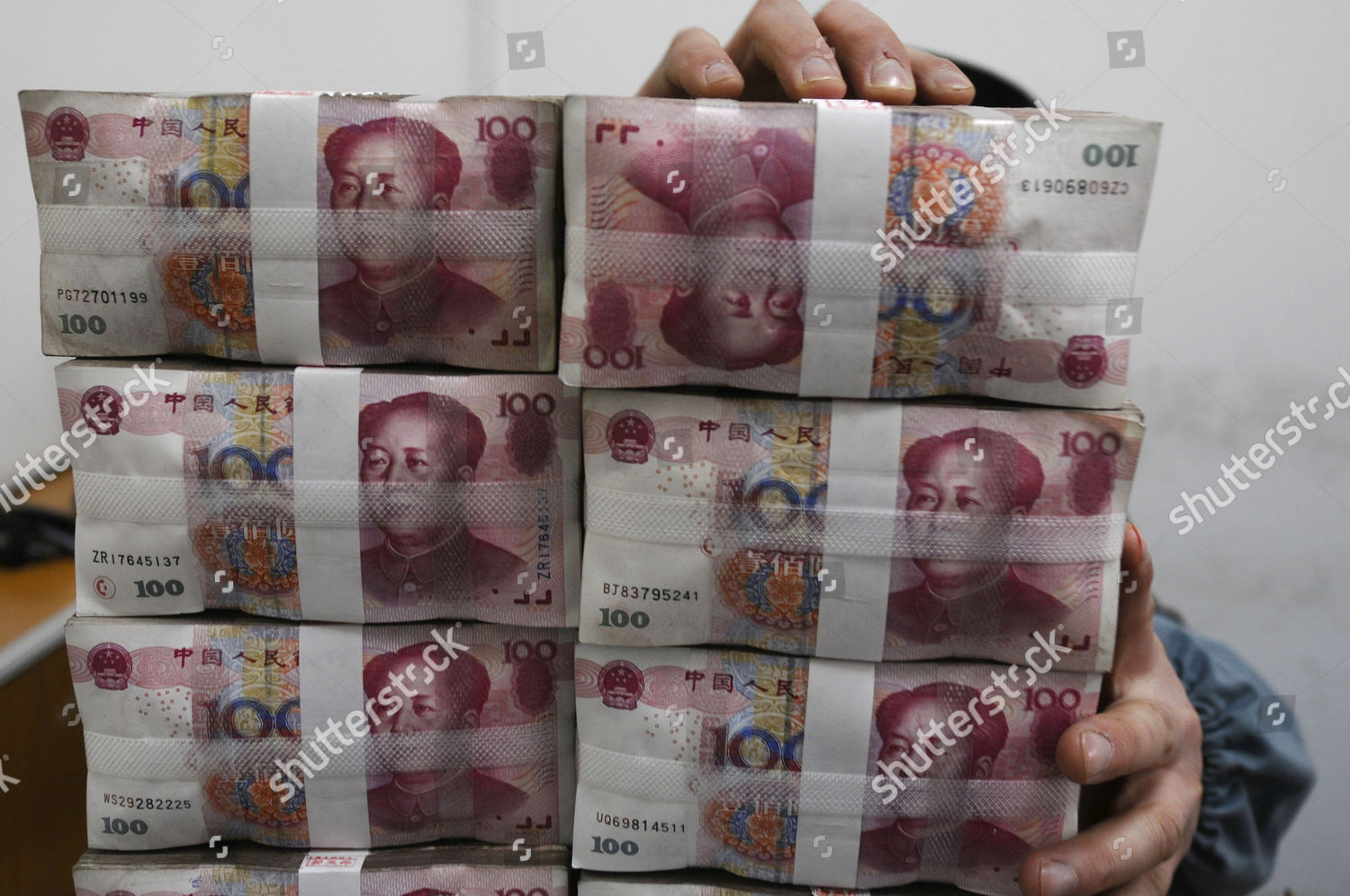 Employee Counts Renminbi Rmb Banknotes Branch Editorial Stock Photo ...
