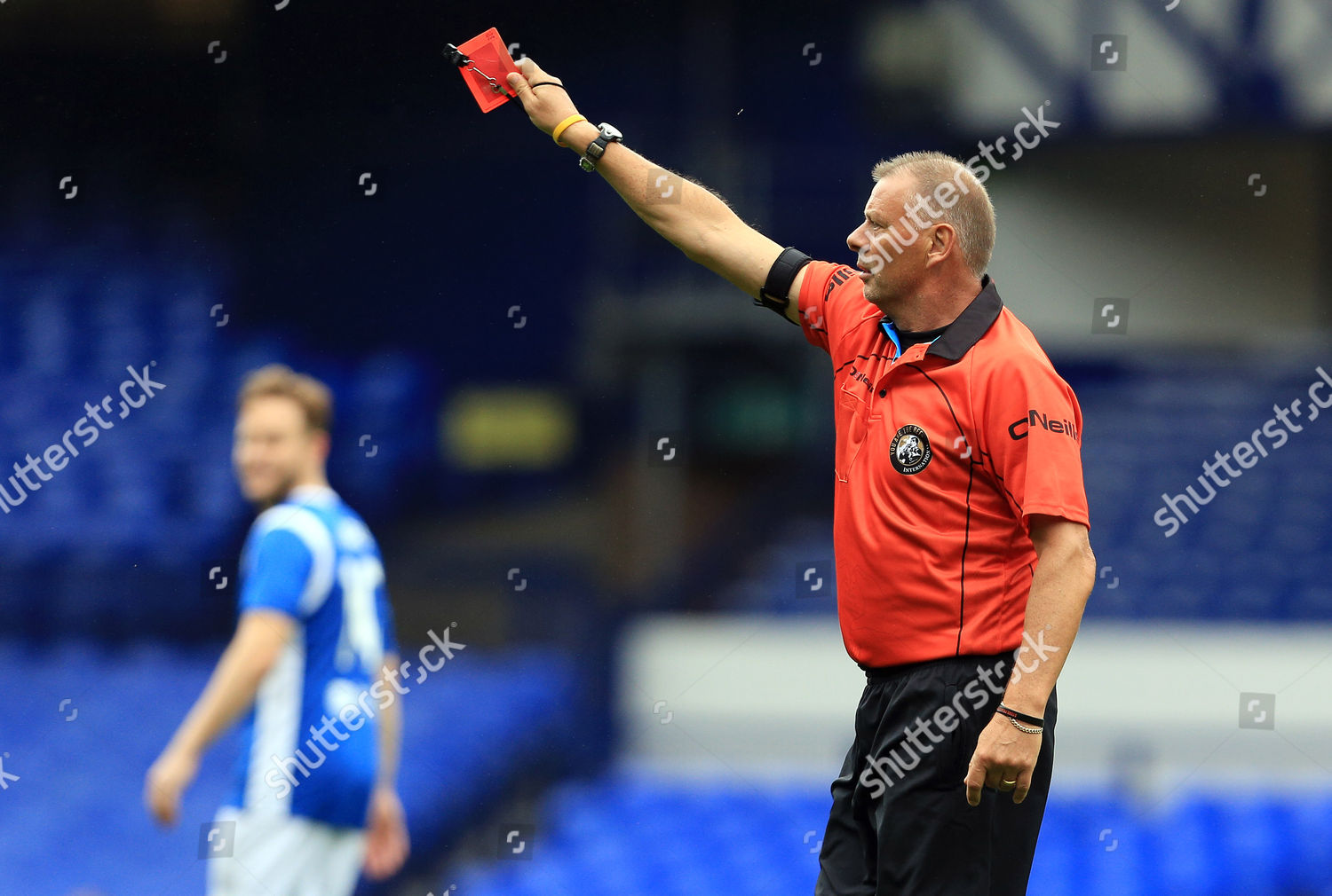 Referee Mr Mark Halsey Holds Red Editorial Stock Photo - Stock Image ...